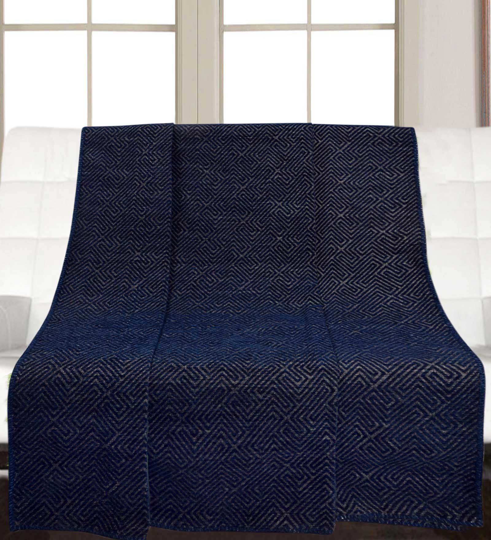 Buy Blue Chenille Solid 56X50 Inch Decorative Throw by Saral Home at 49 ...