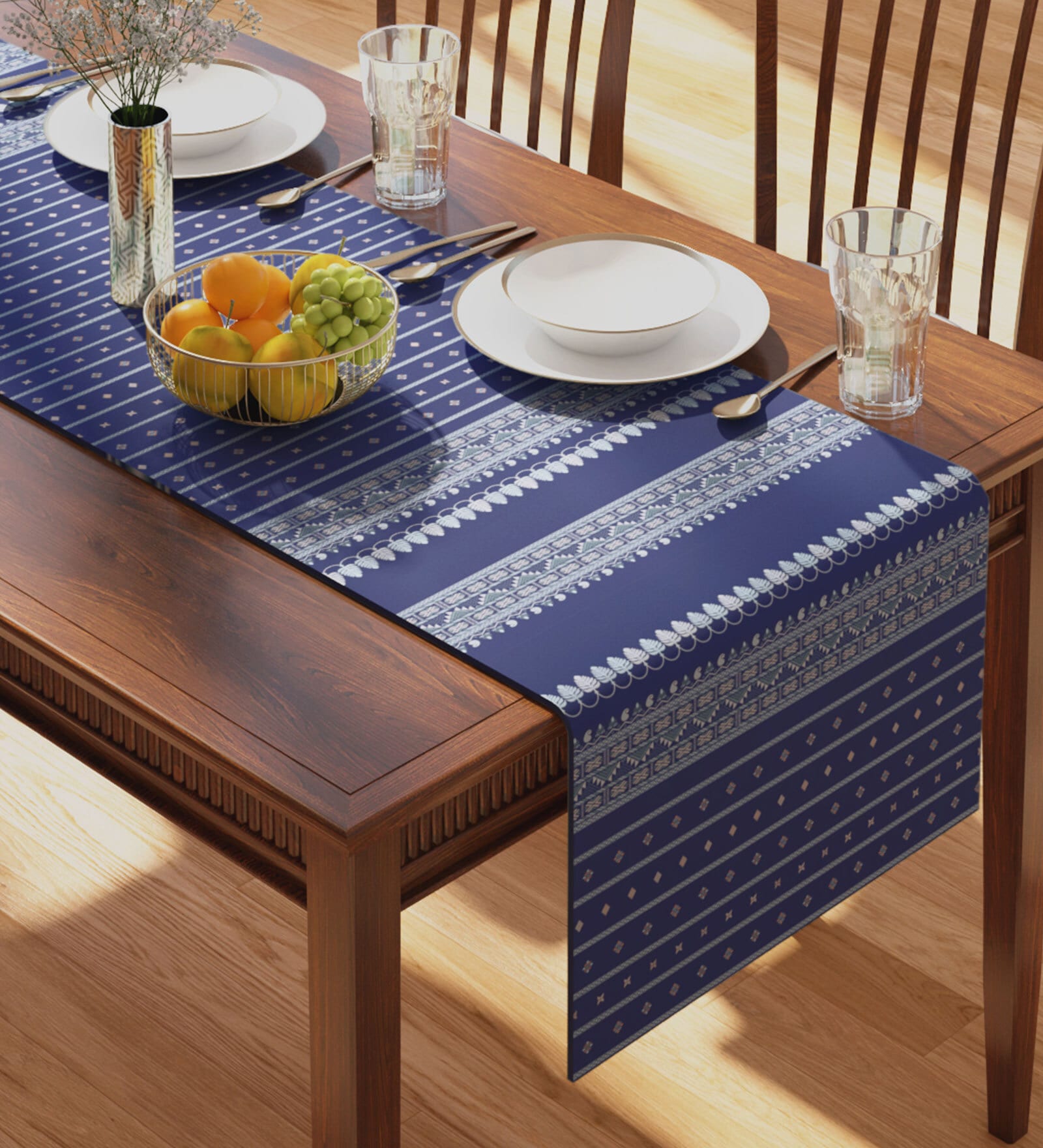 Buy Hooghly (70x13) Blue & White Cotton Table Runner at 42% OFF by ...