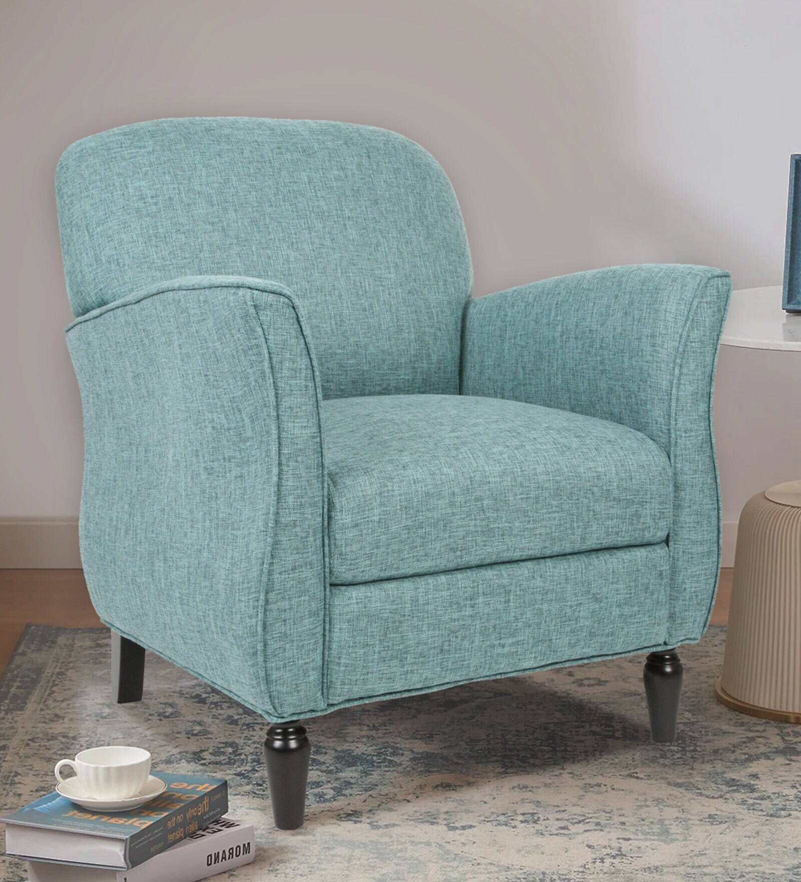 Buy Naysa Fabric Lounge Chair In Cadet Blue Color at 32% OFF by Perfect ...