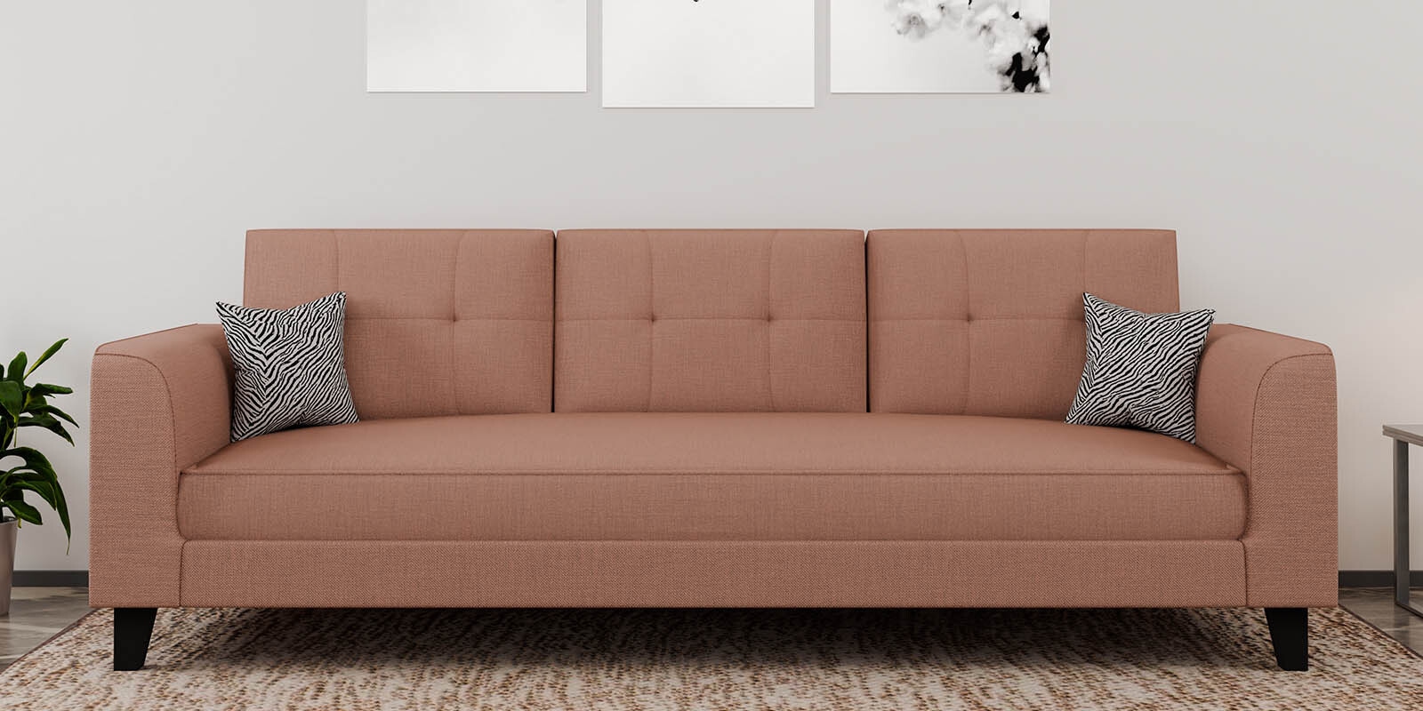 Buy Naomi 3 Seater Fabric sofa in Peach Color at 44% OFF by Adorn Homez ...