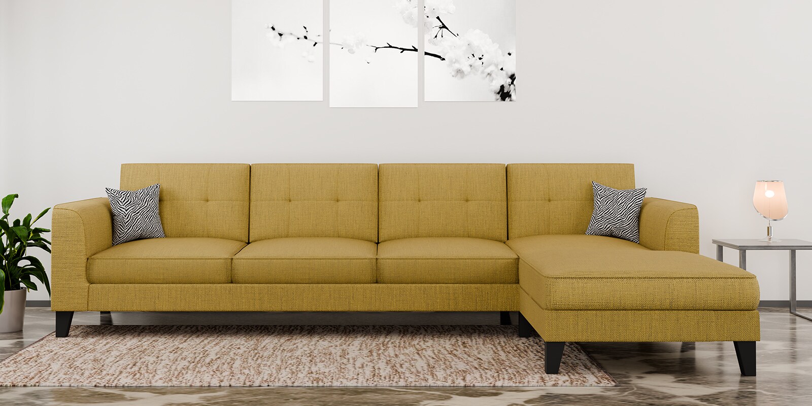 Buy Naomi Fabric LHS Sectional Sofa In Yellow Colour at 30% OFF by ...