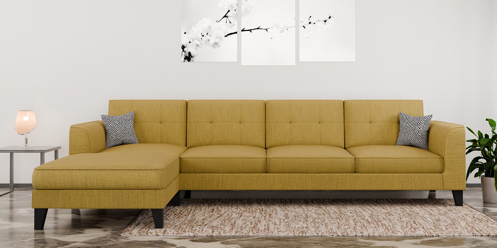 Buy Naomi Fabric RHS Sectional Sofa In Yellow Colour at 30% OFF by ...