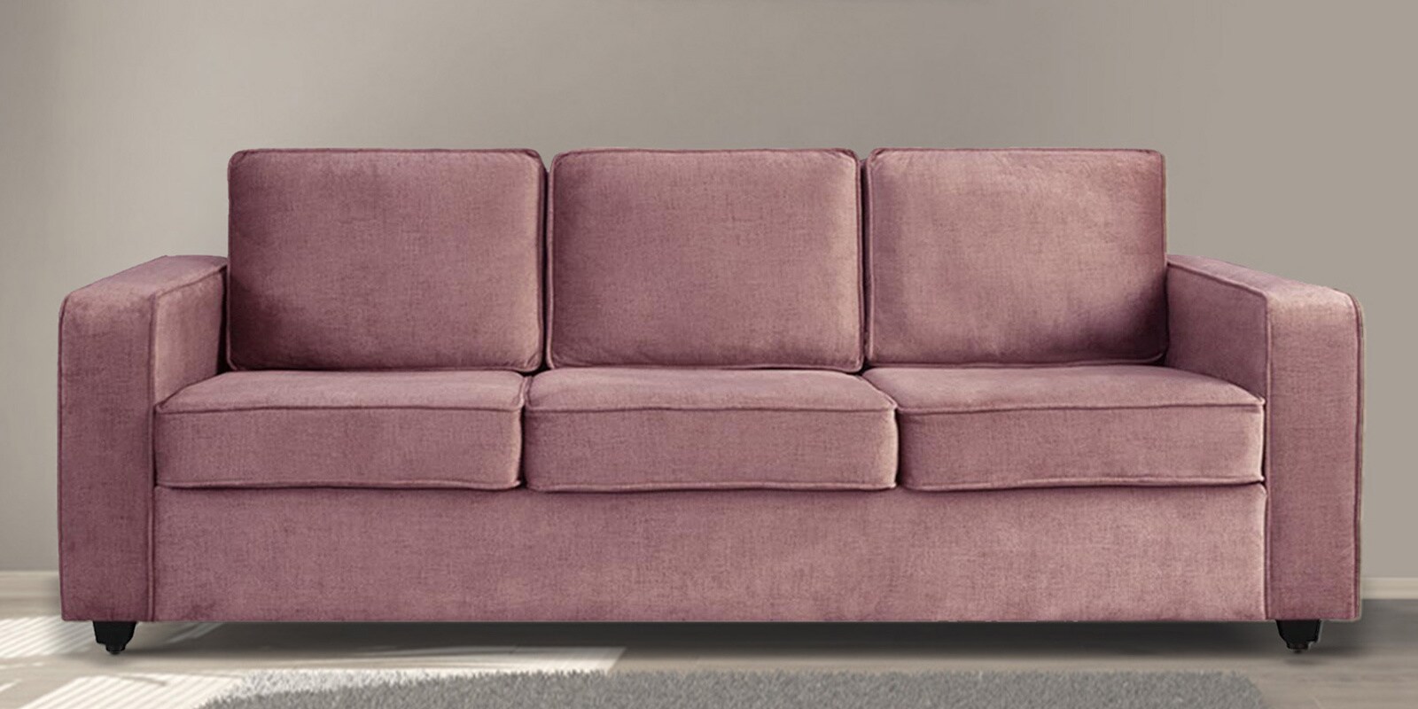 Buy Naples Fabric 3 Seater Sofa In Rose Brown Colour at 23% OFF by ...