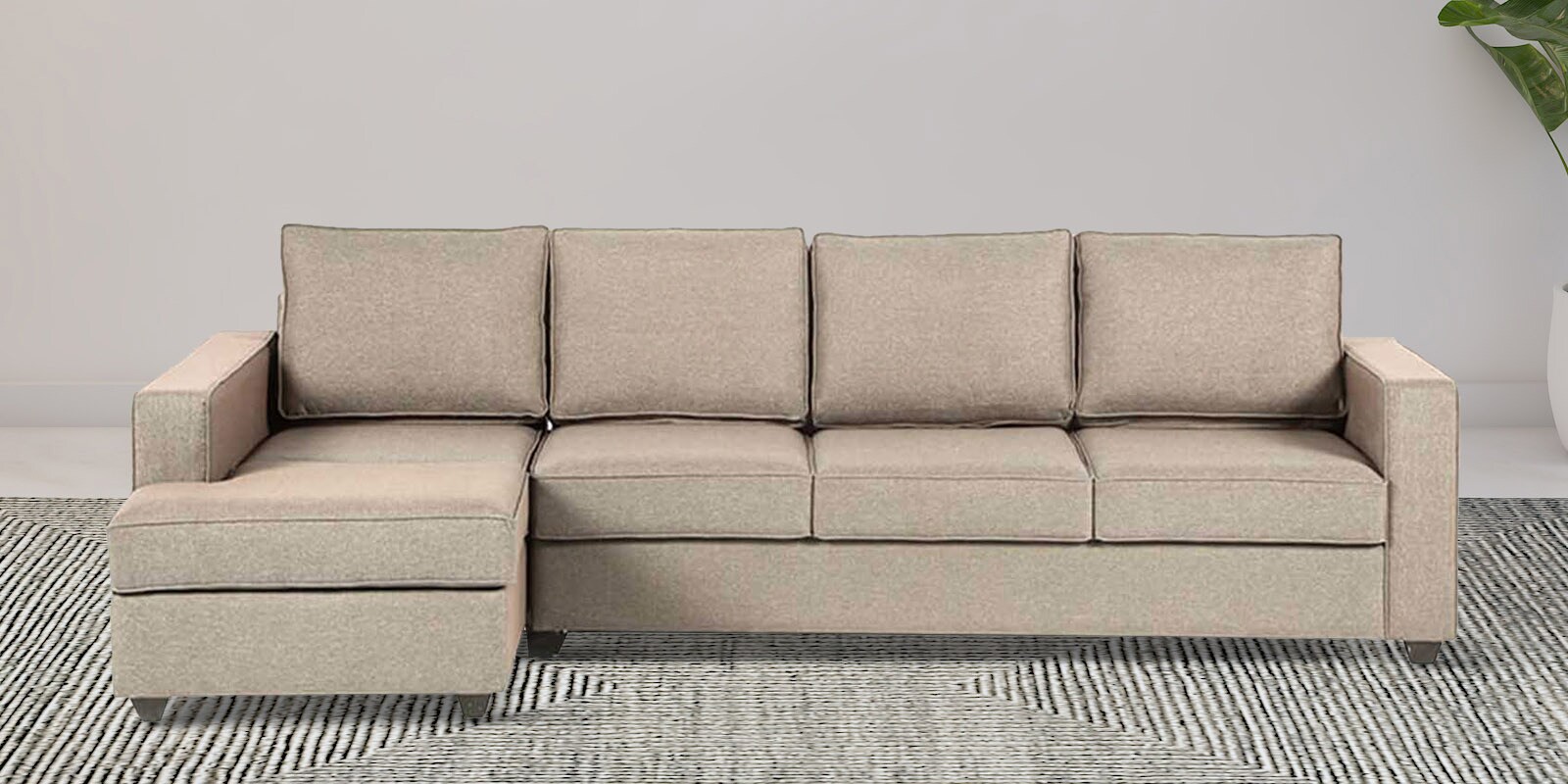 Buy Naples Fabric 5 Seater RHS Sectional Sofa In Omega Pearl Colour at ...