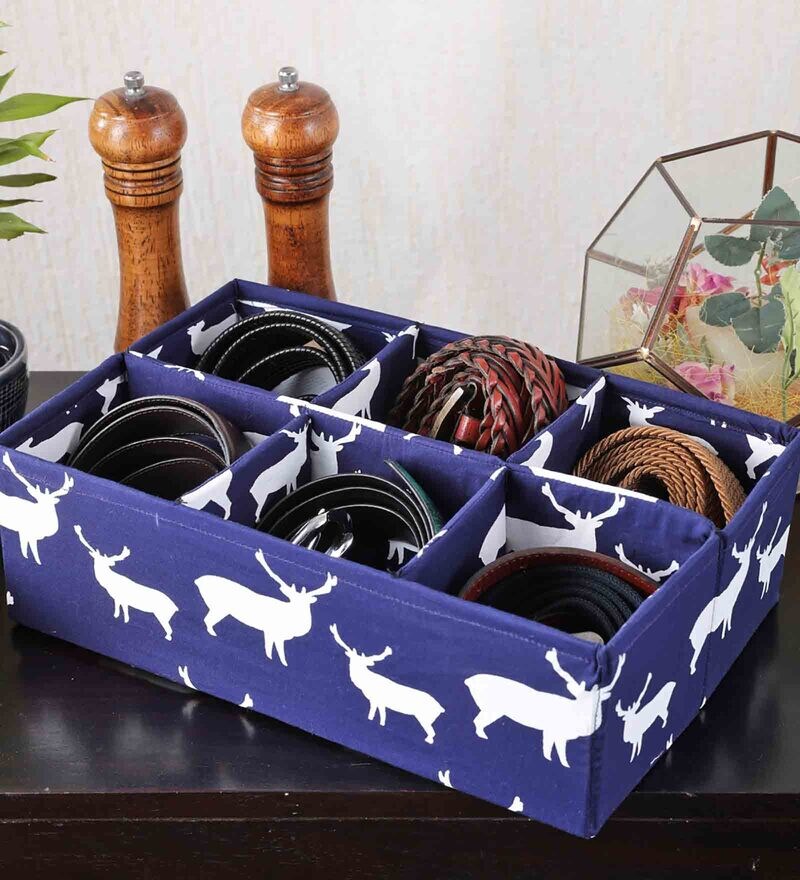 Buy Navy Blue Cotton Foldable 1 Pc Drawer Organiser by My Gift Booth ...