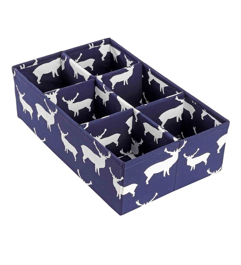 Buy Navy Blue Cotton Foldable 1 Pc Drawer Organiser by My Gift Booth ...