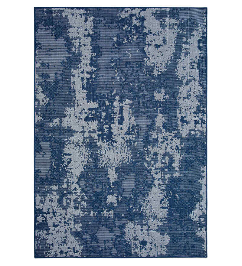 Buy Navy Blue Abstract Polypropylene 6 ft x 9 ft Machine Made Carpet by ...