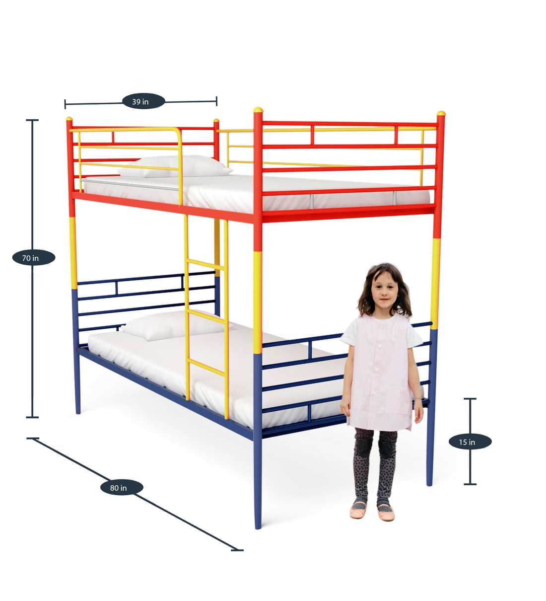 Buy Nemo Metal Bunk Bed in Red Colour by @home Online - Bunk Beds ...