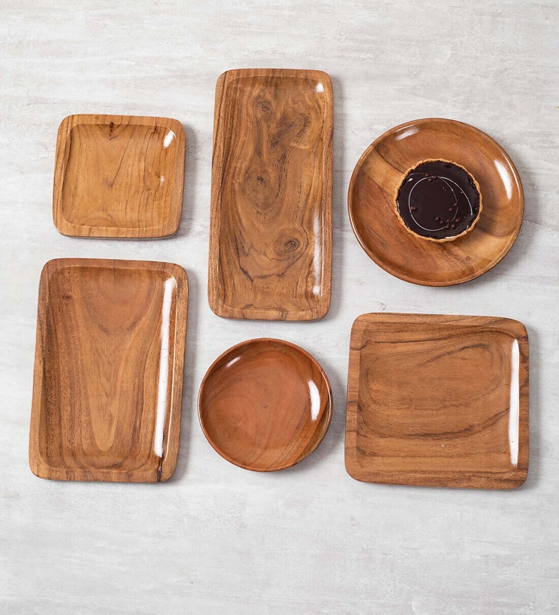 Buy Nestroots Brown Wood (Set of 6) Tray Set Online - Tray Sets ...