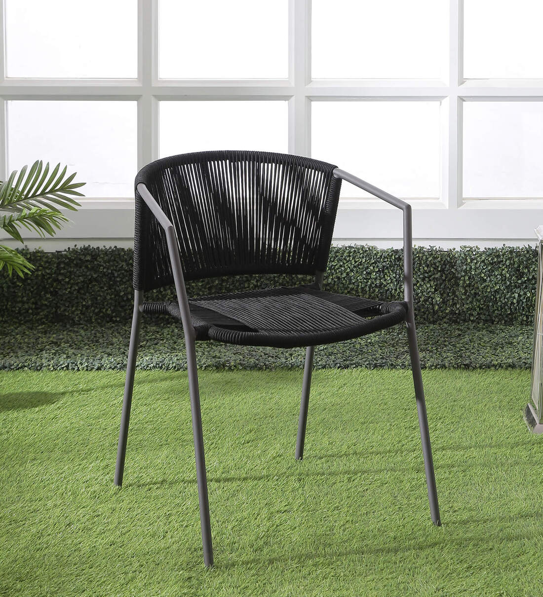 Buy New Steel & Braided Rope Outdoor Seating In Black Grey Finish at 11 ...