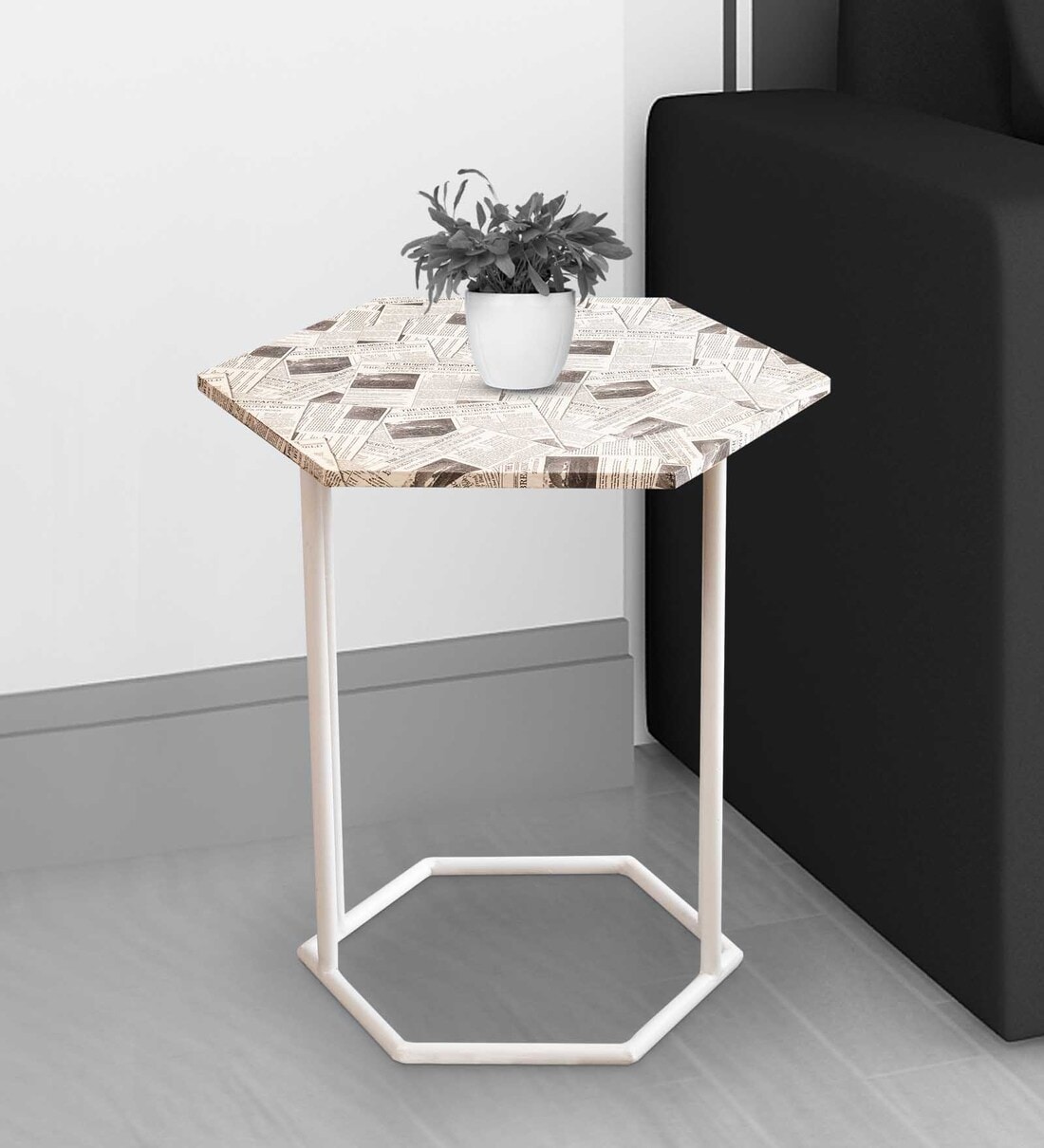 Buy Newspaper Print End Table in Black & White Colour by A Tiny Mistake ...