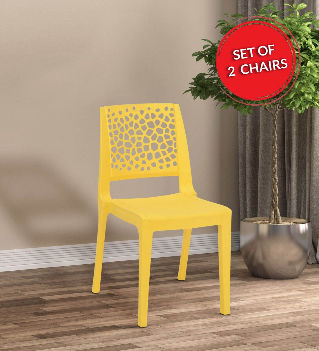 Buy Nexus Plastic Chair in Mango Yellow Colour, Set of 2 at 9% OFF by ...