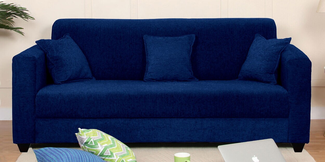 Buy Nebula Fabric 3 Seater Sofa in Royal Blue Colour Online - Modern ...