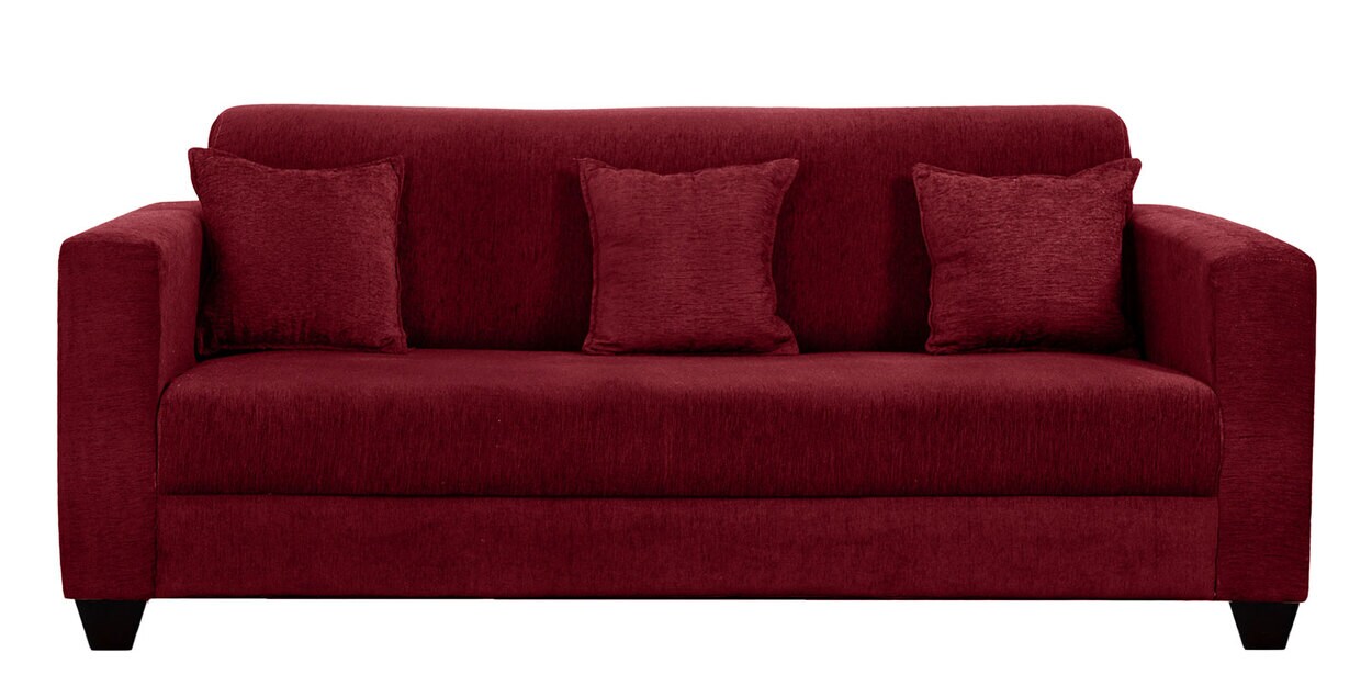 Buy Nebula Fabric 3 Seater Sofa in Blood Maroon Colour by Febonic ...
