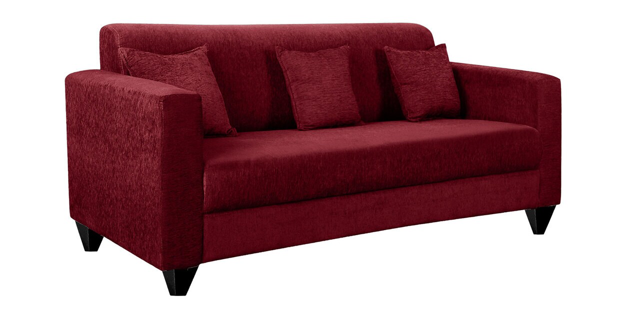 Buy Nebula Fabric 3 Seater Sofa in Blood Maroon Colour by Febonic ...