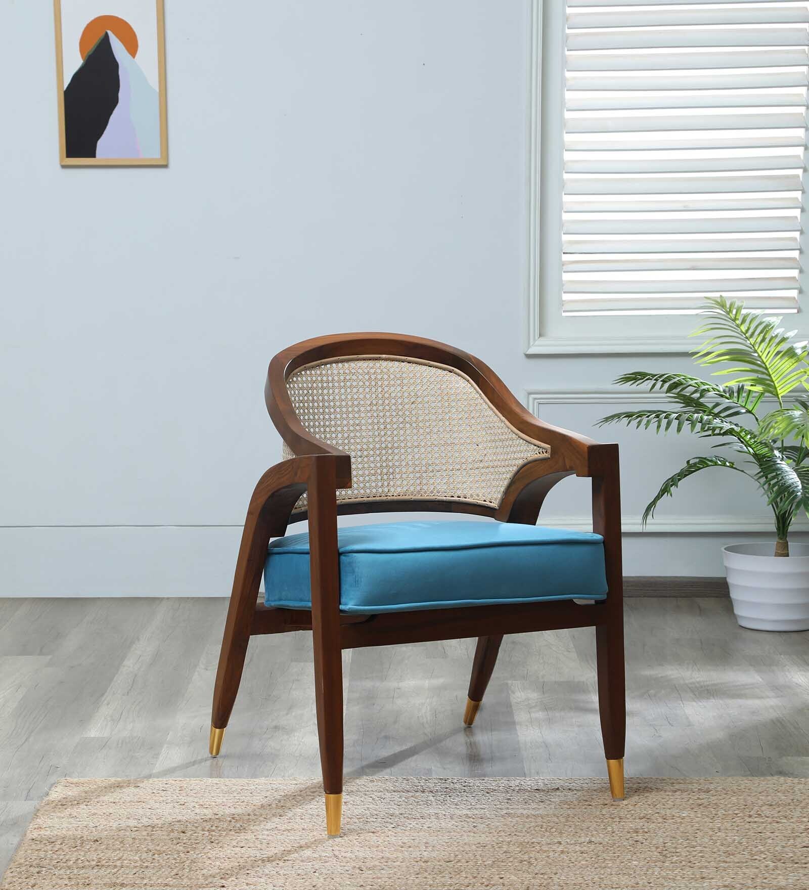 Buy Nector Solid Wood Arm Chair In Provincial Teak Finish With Cane ...
