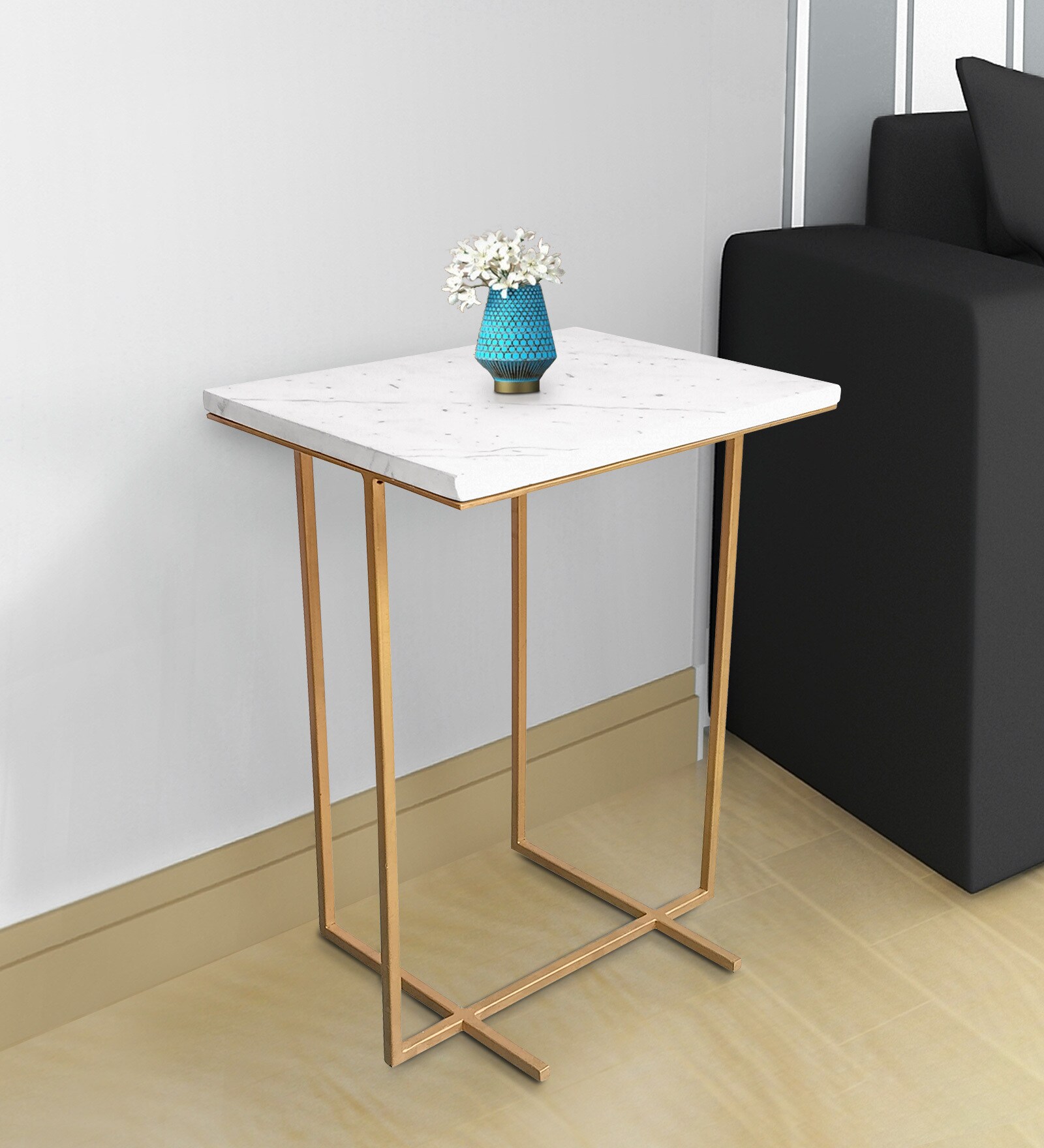 Buy Neil Metal End Table in Gold Finish by Omega Overseas | Pepperfry