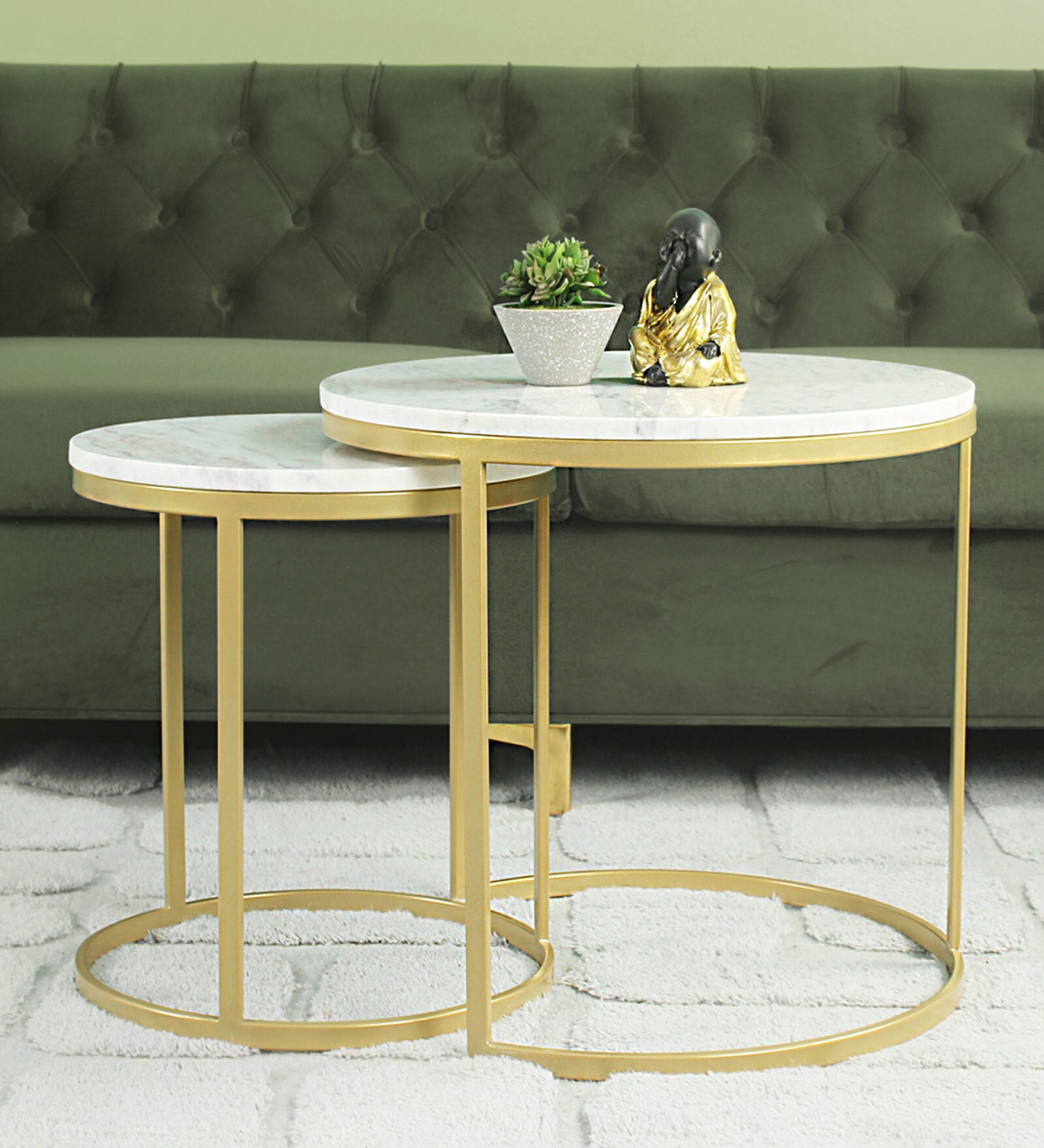 Buy Nelson Metal Nesting Table In Golden Finish With Marble Top at 28% ...