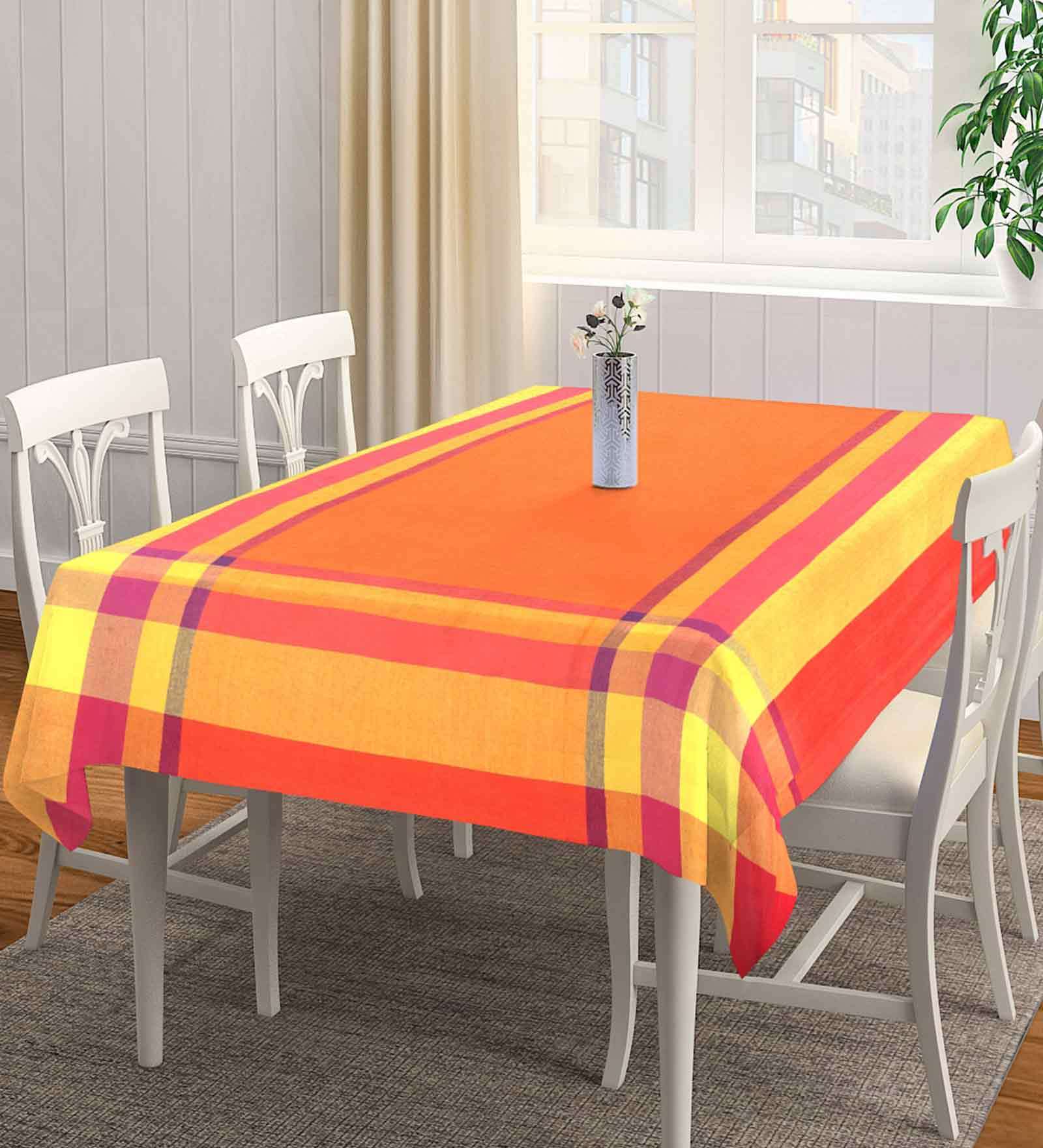 Buy Orange Cotton 90x60 Inches 6 Seater Table Cloth by Neudis at 17% ...