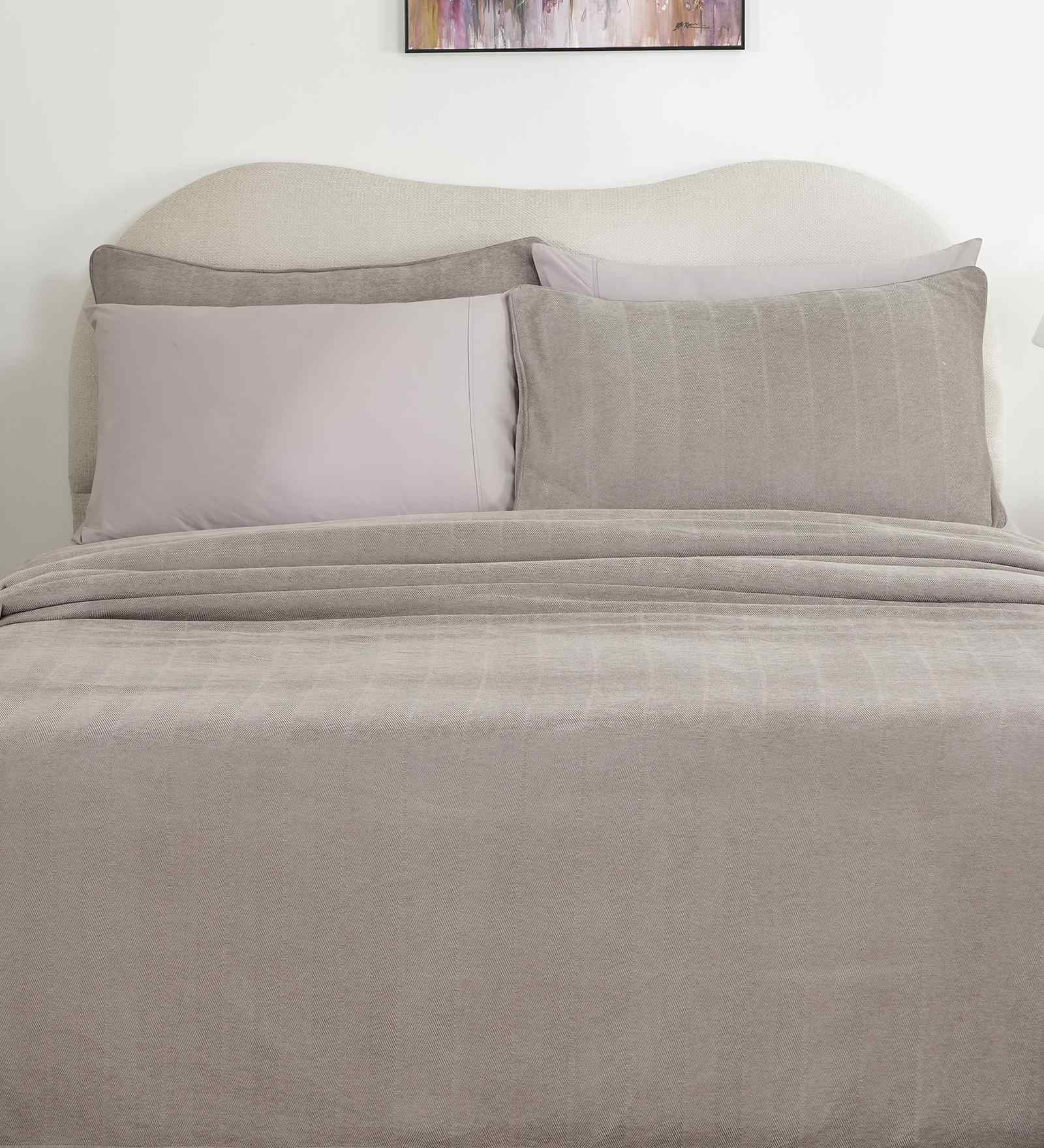 Buy Neutral Solid TC 325 Cotton Polyester Double Bed Bedcover at 100% ...