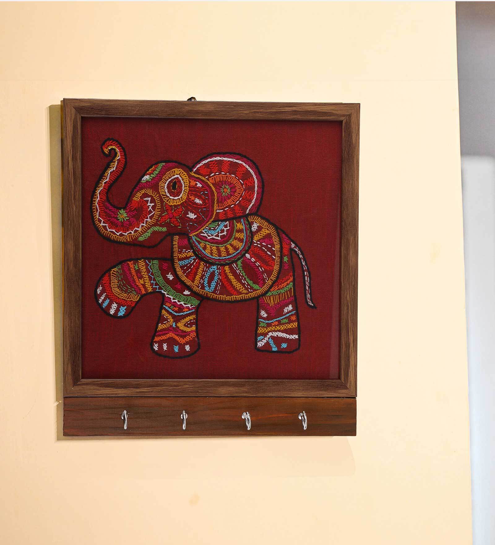 Buy New Elephant Maroon Wood Key Holder at 6% OFF by Indha | Pepperfry