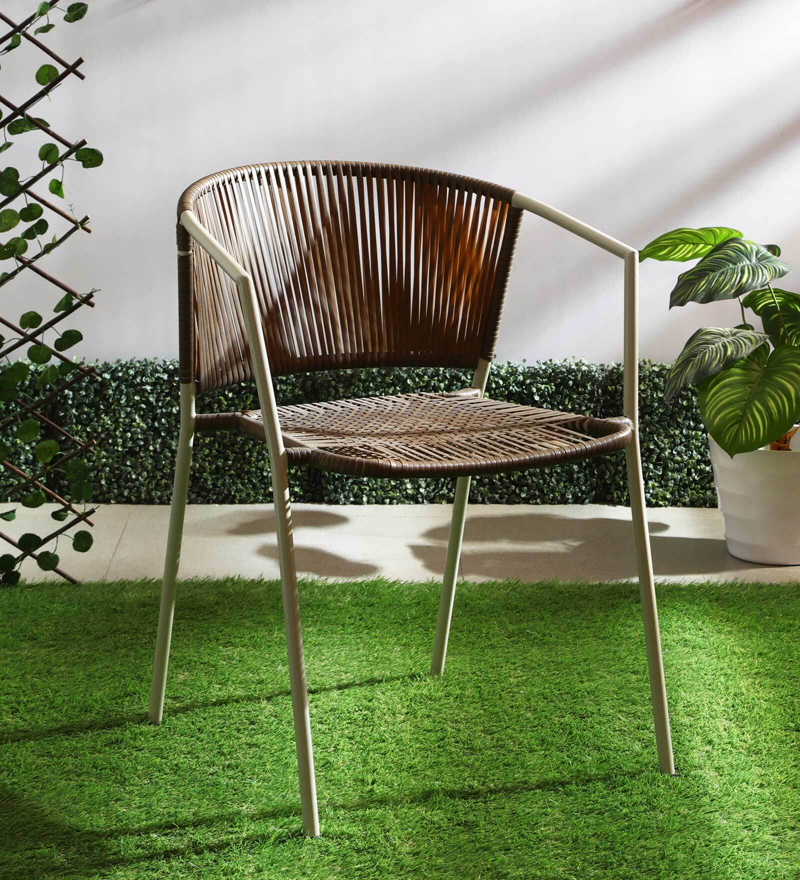 Buy Outdoor Metal Patio Chair in Tan & Cream Finish at 3% OFF by Advent ...
