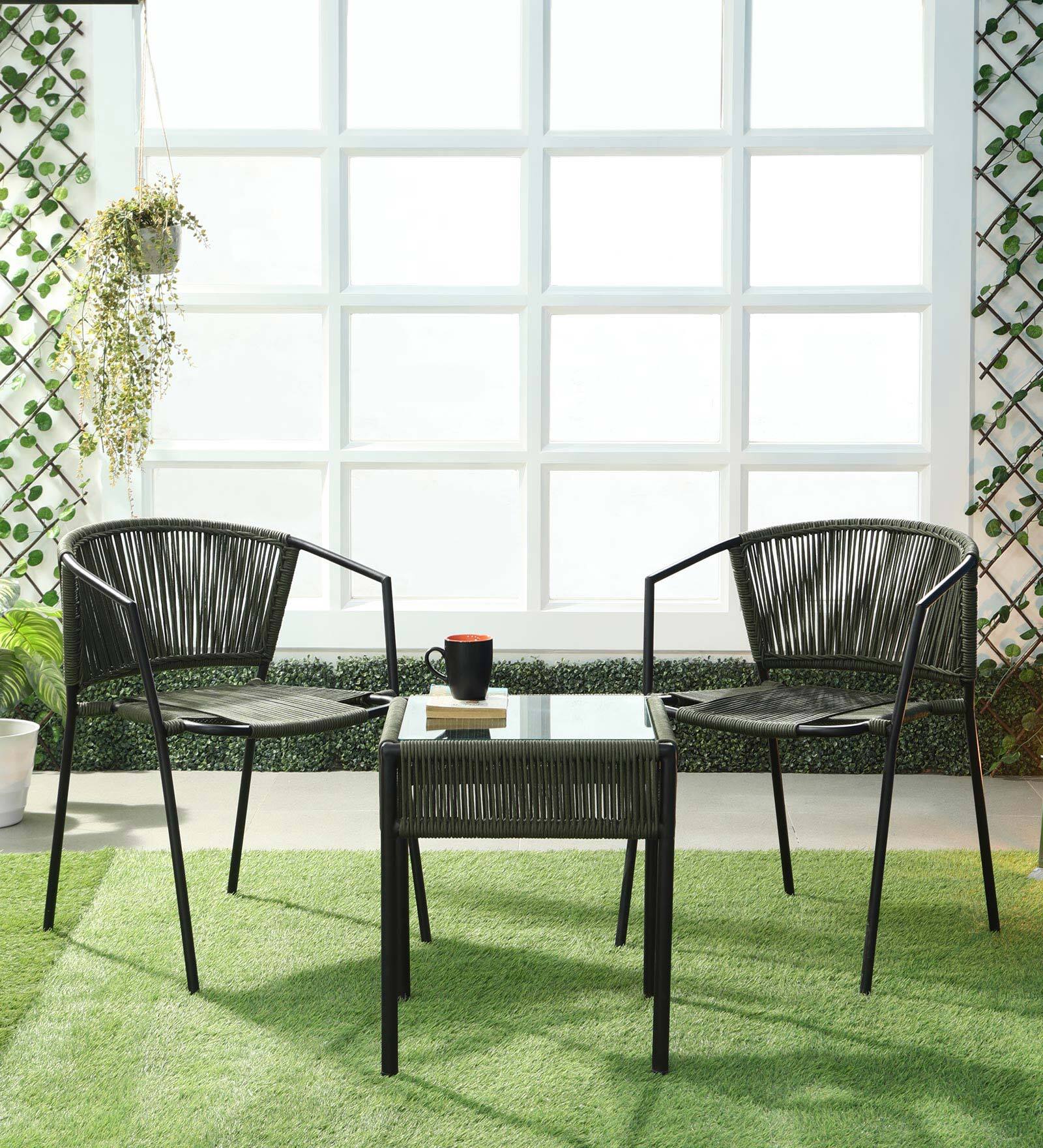Buy Outdoor Rope Table and Chair Set in Green & Black Finish at 8% OFF by Advent International ...