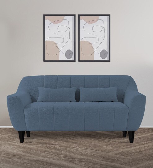 Buy Nesco Fur Fabric 2 Seater Sofa Royal Blue Colour at 70% OFF by ...