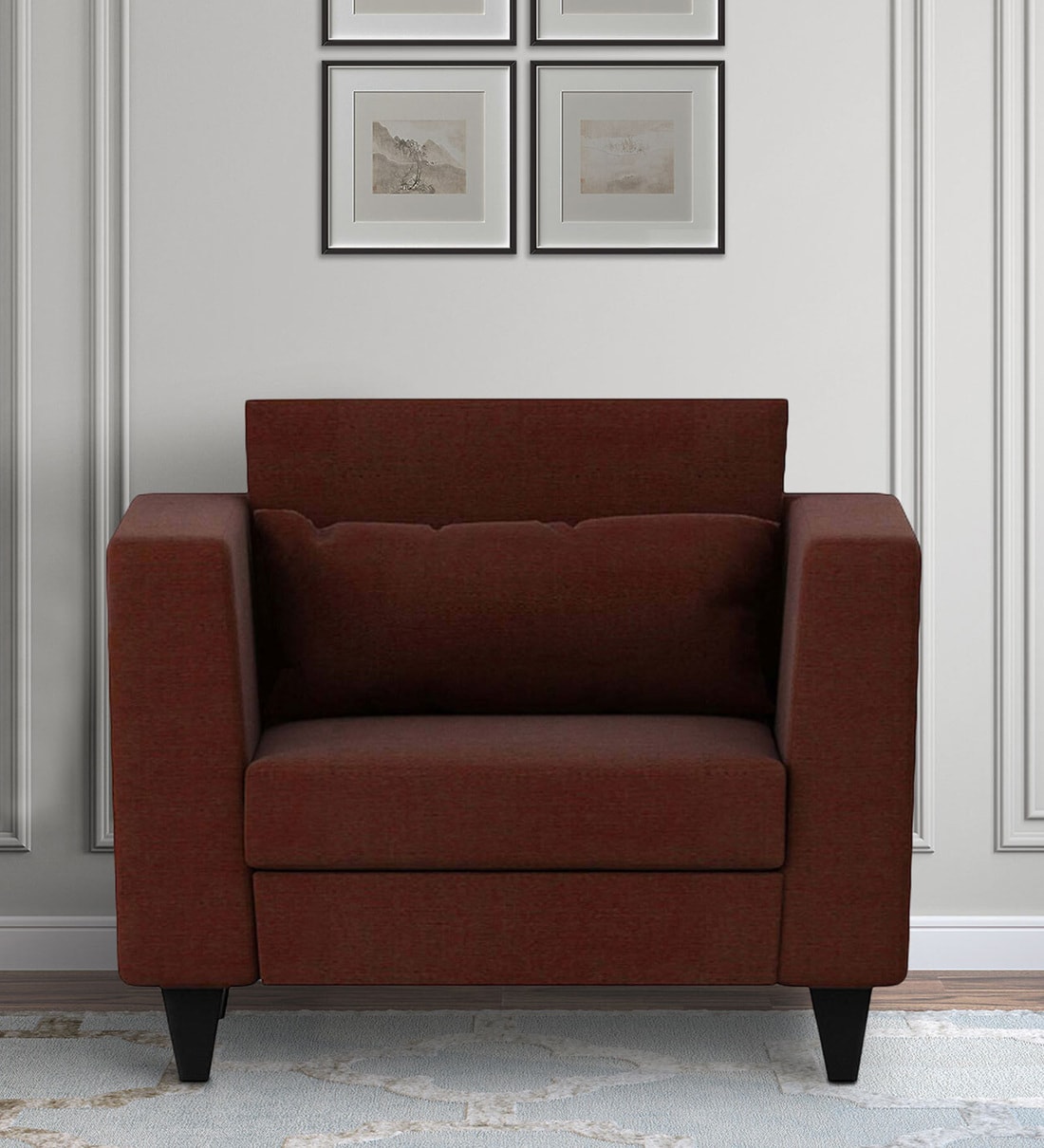 Buy Nipul Fabric 1 Seater Sofa in Coffee Brown Colour at 20% OFF by ...