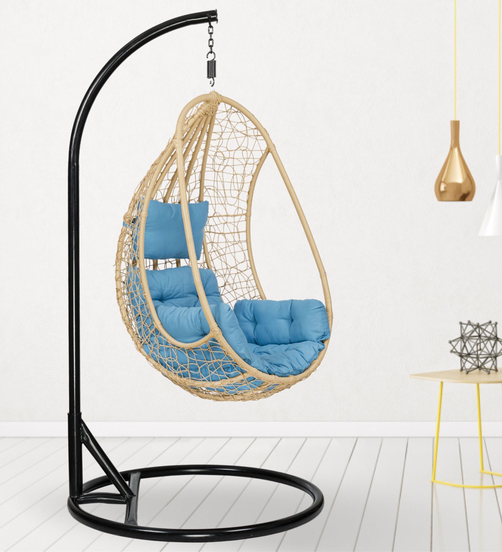 Buy Nikye Wicker Swing in Beige & Blue Colour at 100% OFF by Swingzy ...