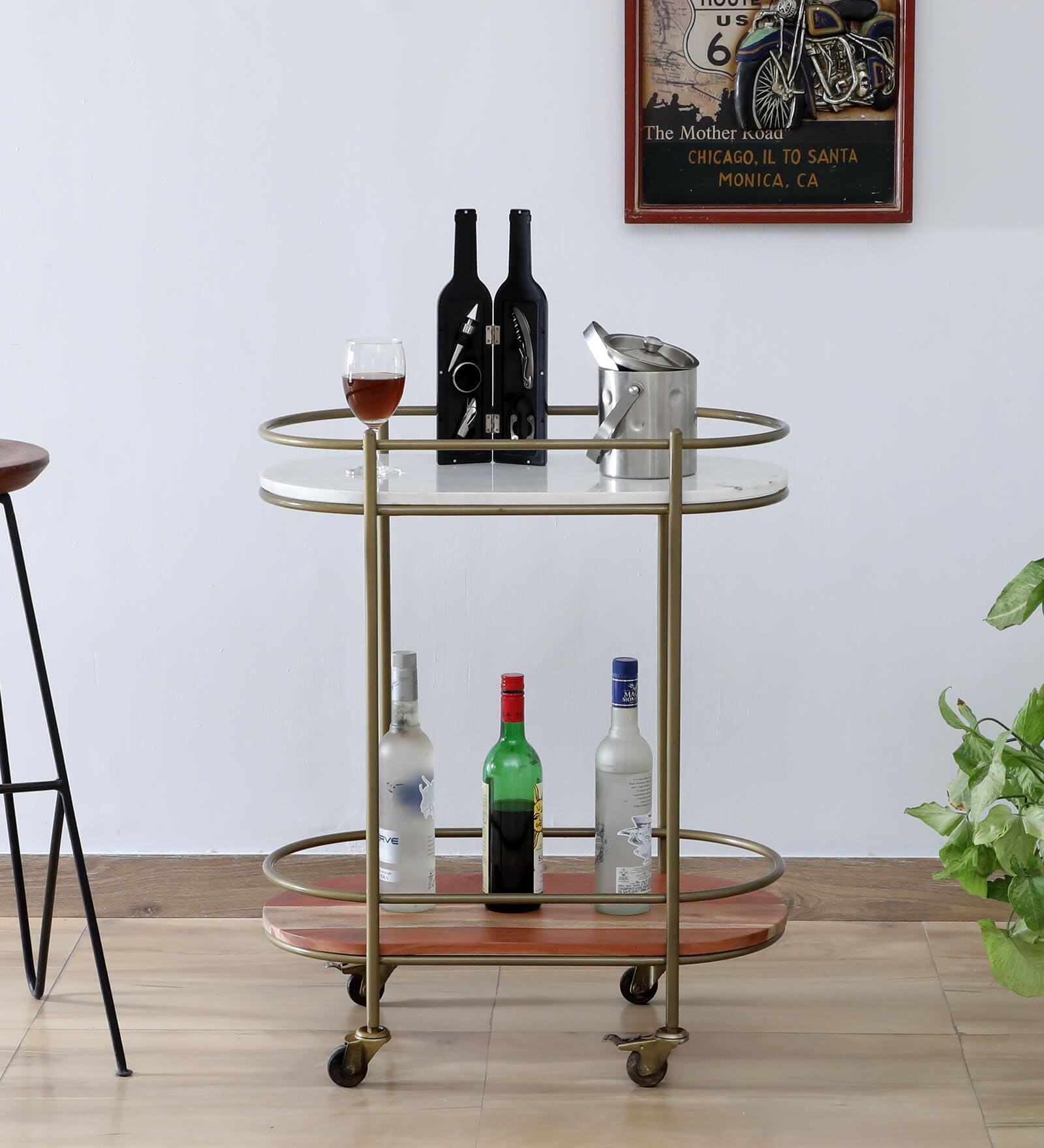 Buy Nimes Metal Bar Trolley In Natural Finish at 29% OFF by Bohemiana ...