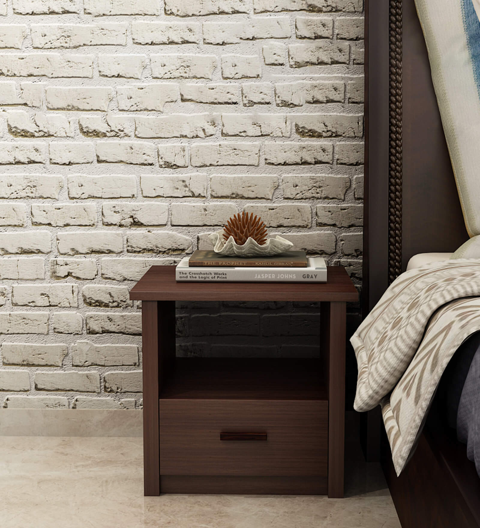 Buy Nina Bed Side Table In Red Finish at 45% OFF by Durian | Pepperfry