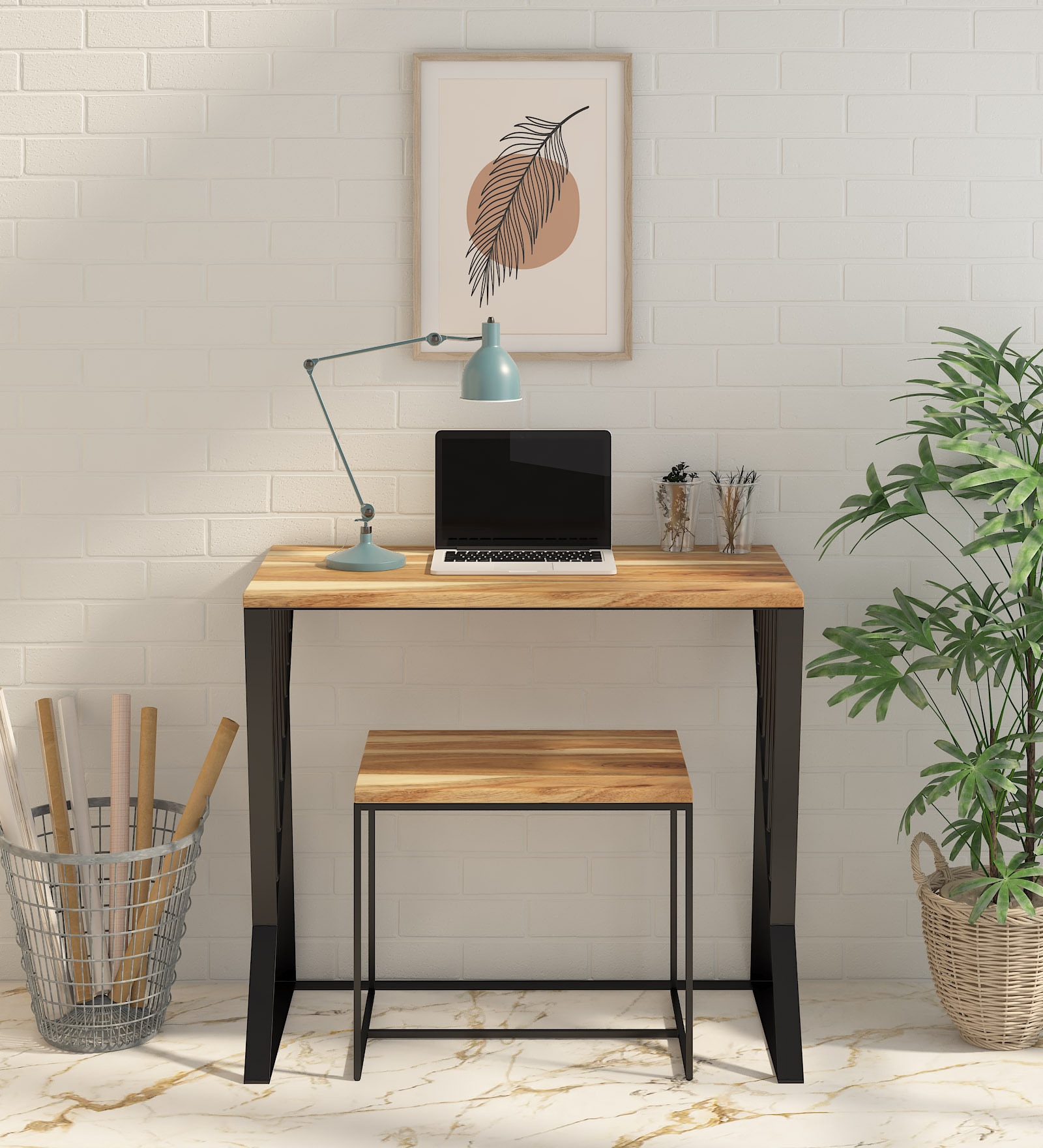 Buy Rydel Metal Writing Table In Natural Finish by Bohemiana from ...