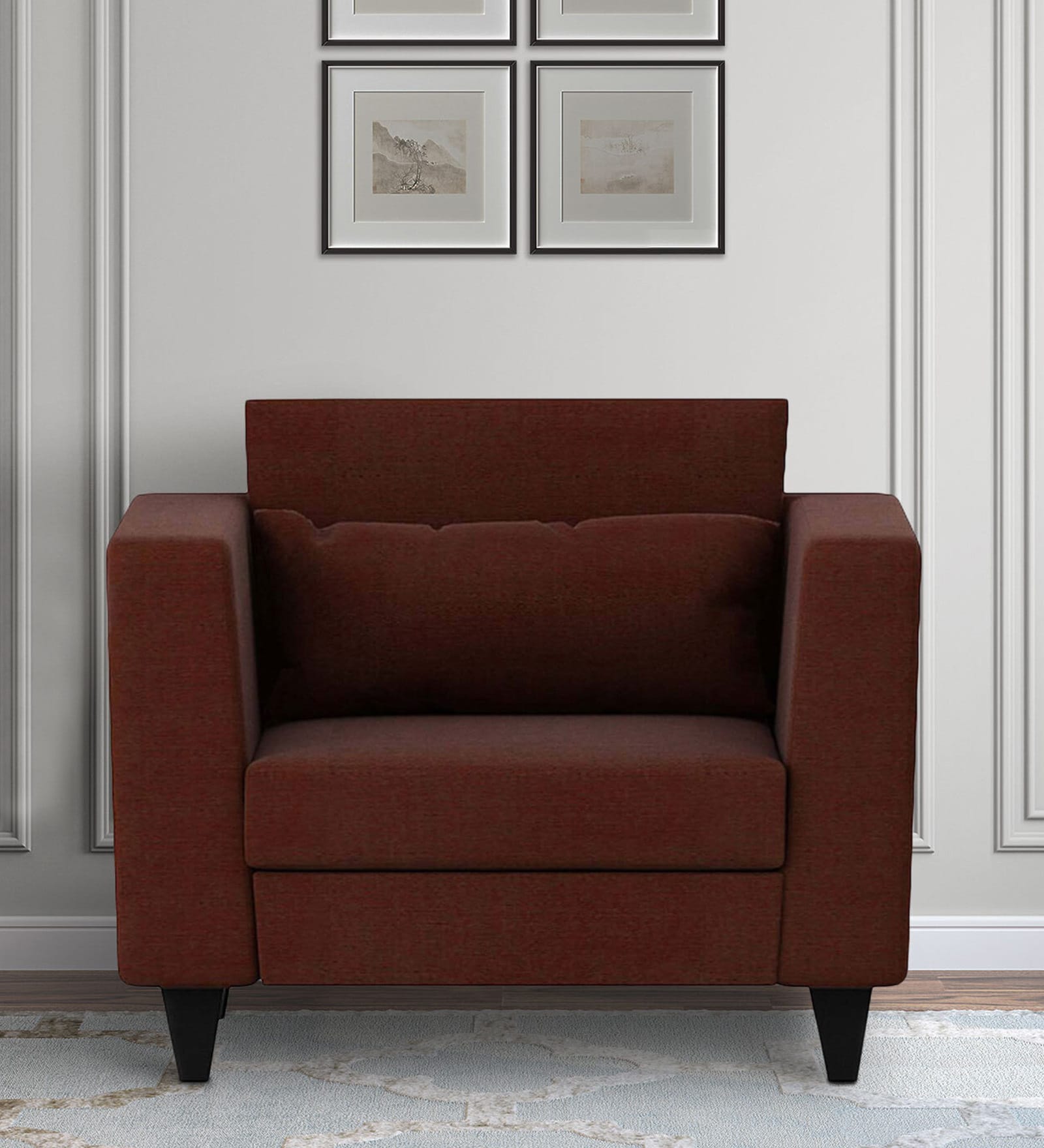 Buy Nipul Fabric 1 Seater Sofa in Coffee Brown Colour at 17% OFF by ...