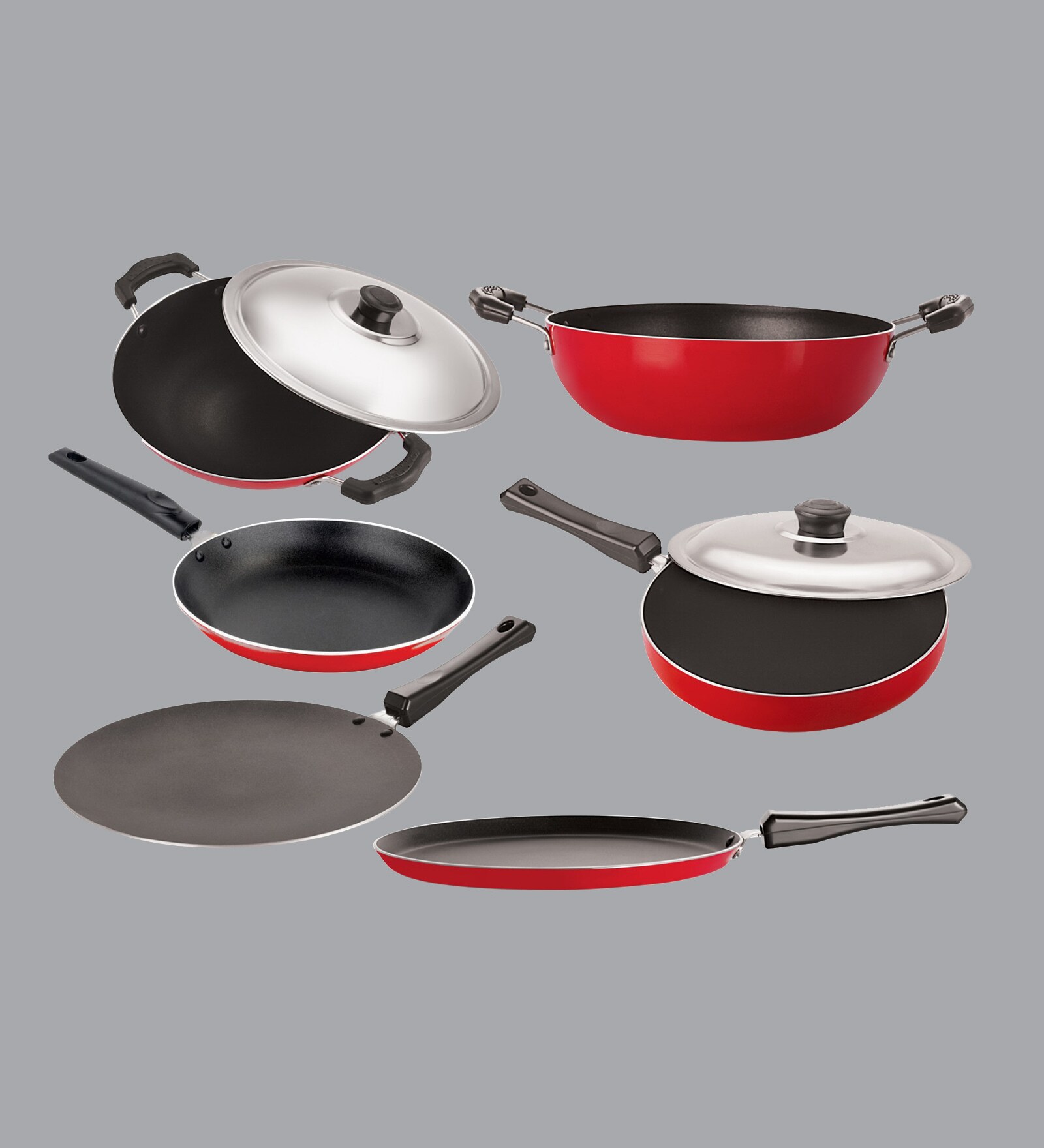 Buy Nirlon Red & Black Aluminium Cookware Combo Gift - Set Of 6 at 31% ...