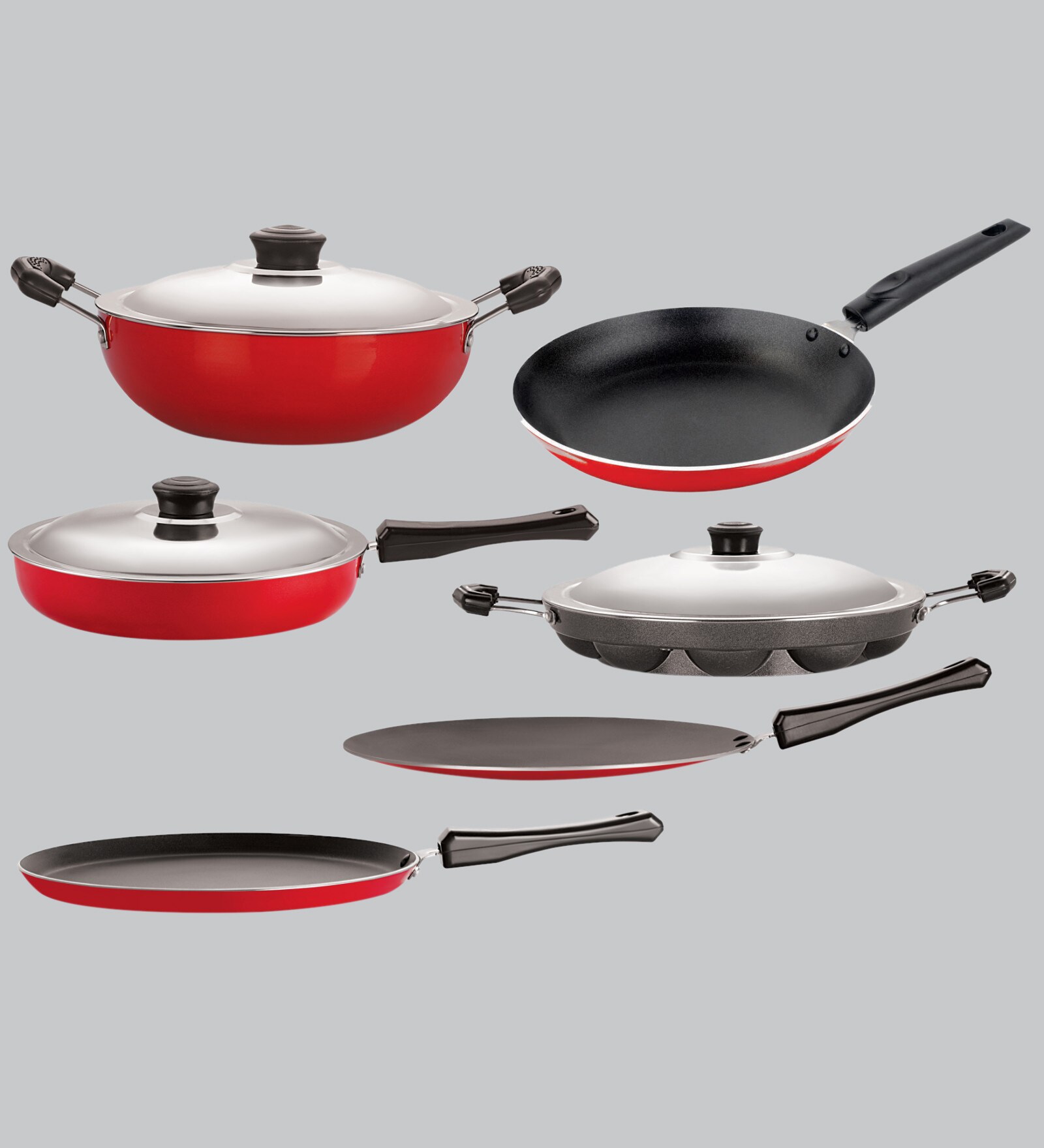 Buy Nirlon Red & Black Aluminium Cookware Combo Gift - Set Of 6 Online - Cookware Sets ...