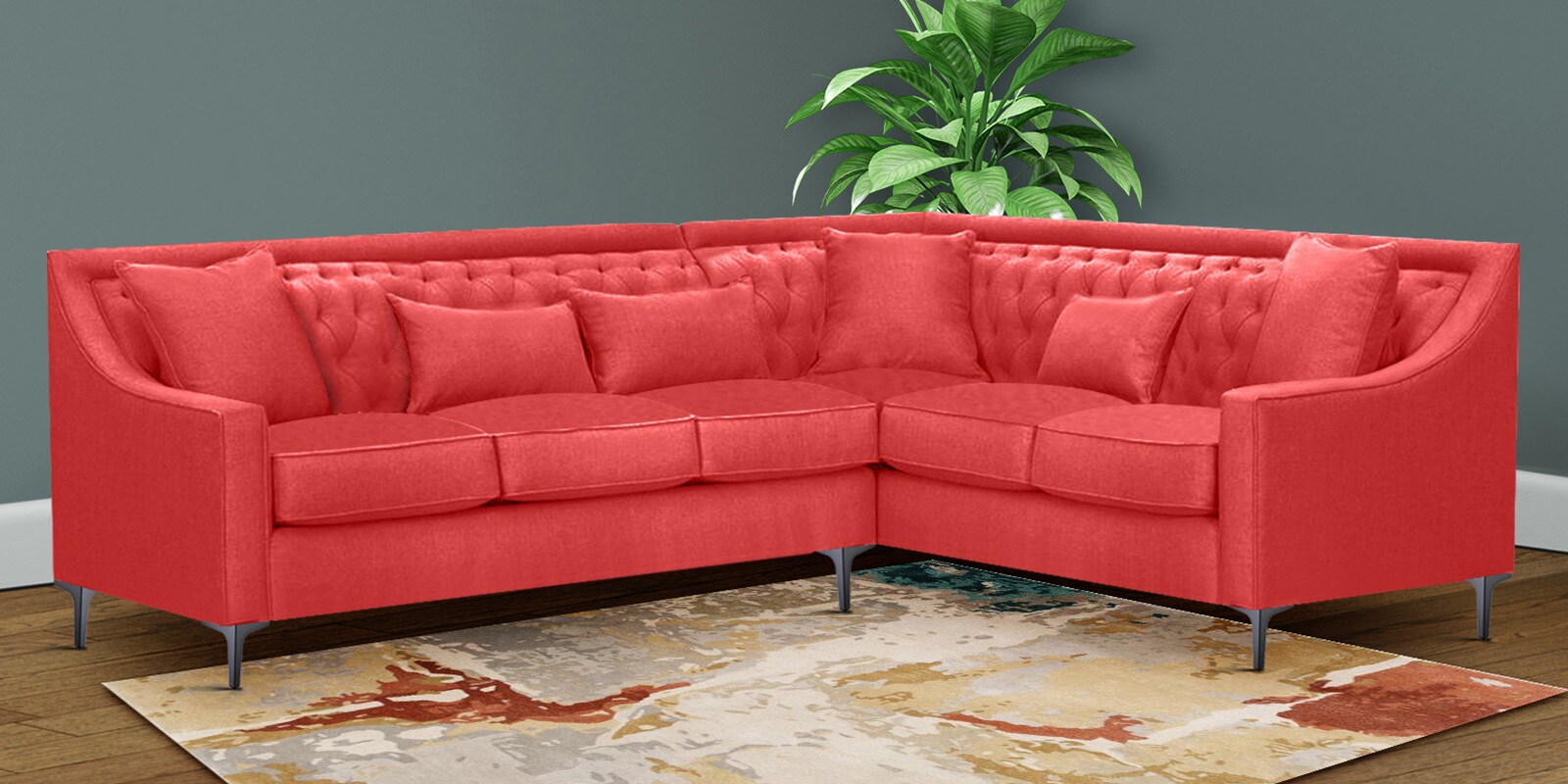 Buy Nirvana LHS Sectional Sofa In Carmine Pink Color at 11% OFF by Casacraft from Pepperfry ...
