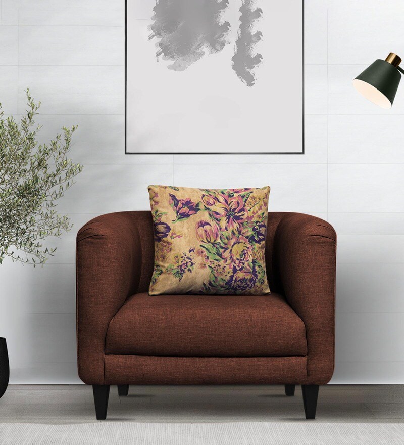 Buy Niki Fabric 1 Seater Sofa in Coffee Brown Colour by Febonic Online ...