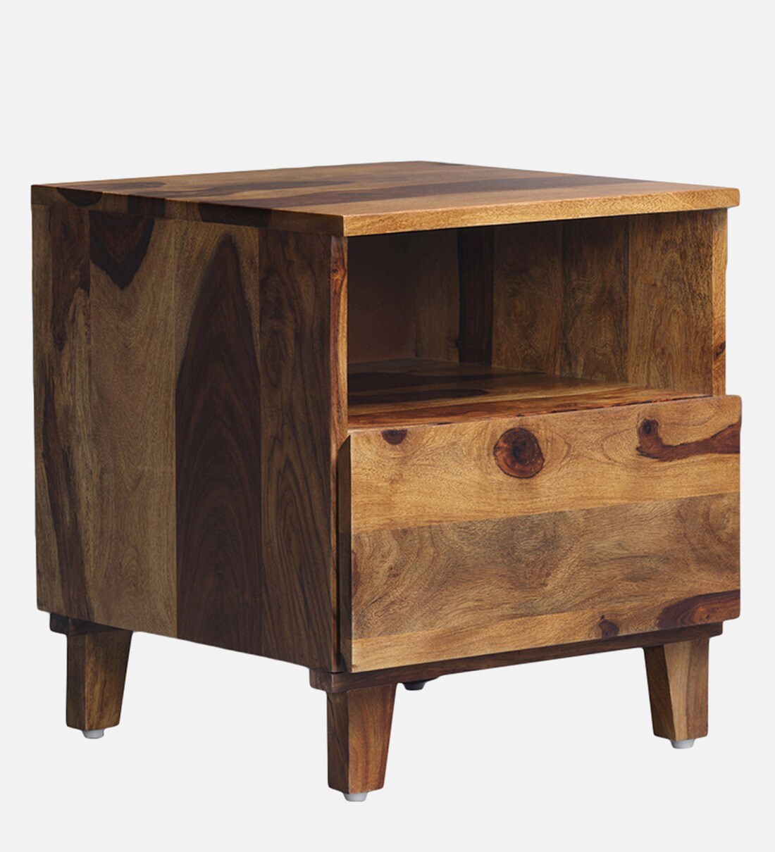 Buy Ally Sheesham Wood Bedside Table in Provincial Teak Finish with ...