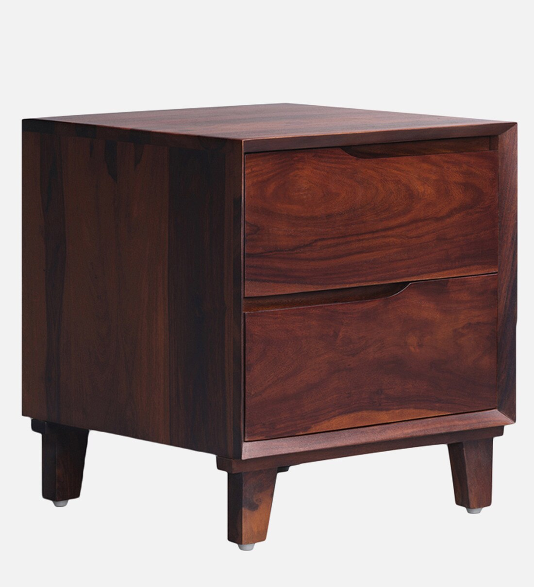 Buy Mate Sheesham Wood Bedside Table in Honey Brown Finish with Drawers ...