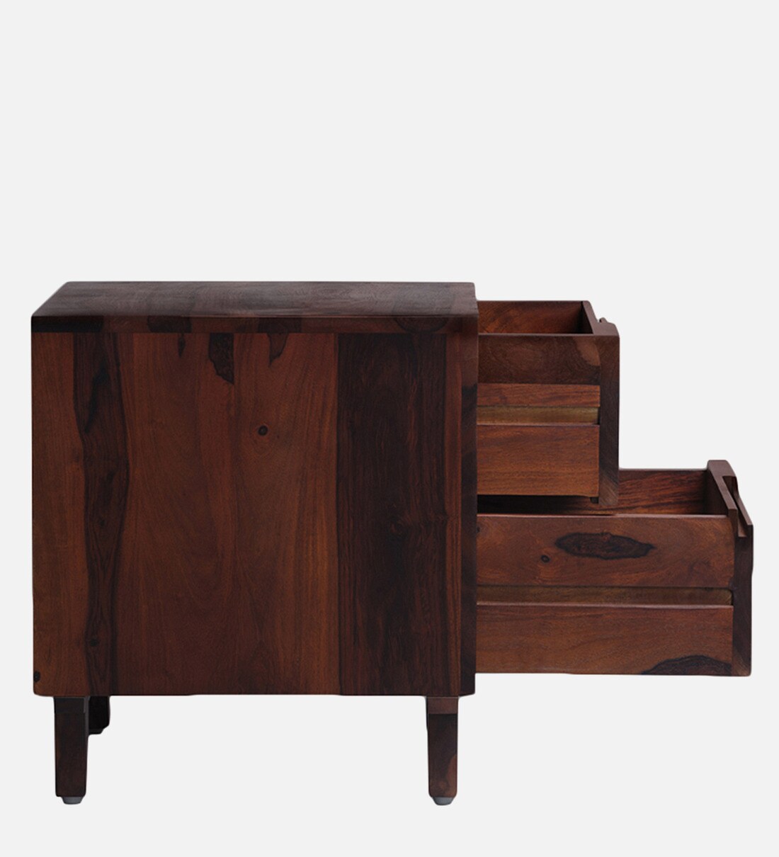Buy Mate Sheesham Wood Bedside Table in Honey Brown Finish with Drawers ...