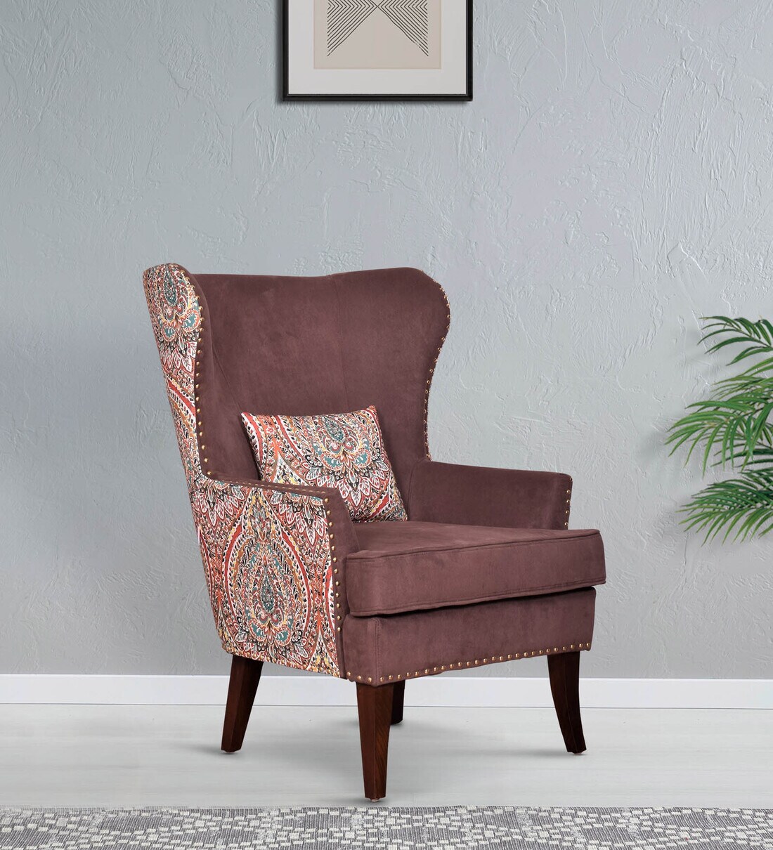 Buy Elian Fabric Wing Chair In Coffee Colour Online - Wing Chairs ...