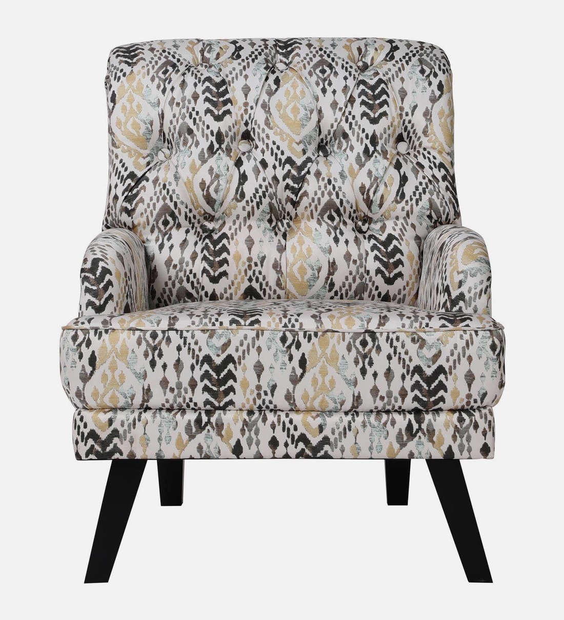 Buy Broomedge Fabric Full Back Lounge Chair In Mustard Yellow Colour By ...