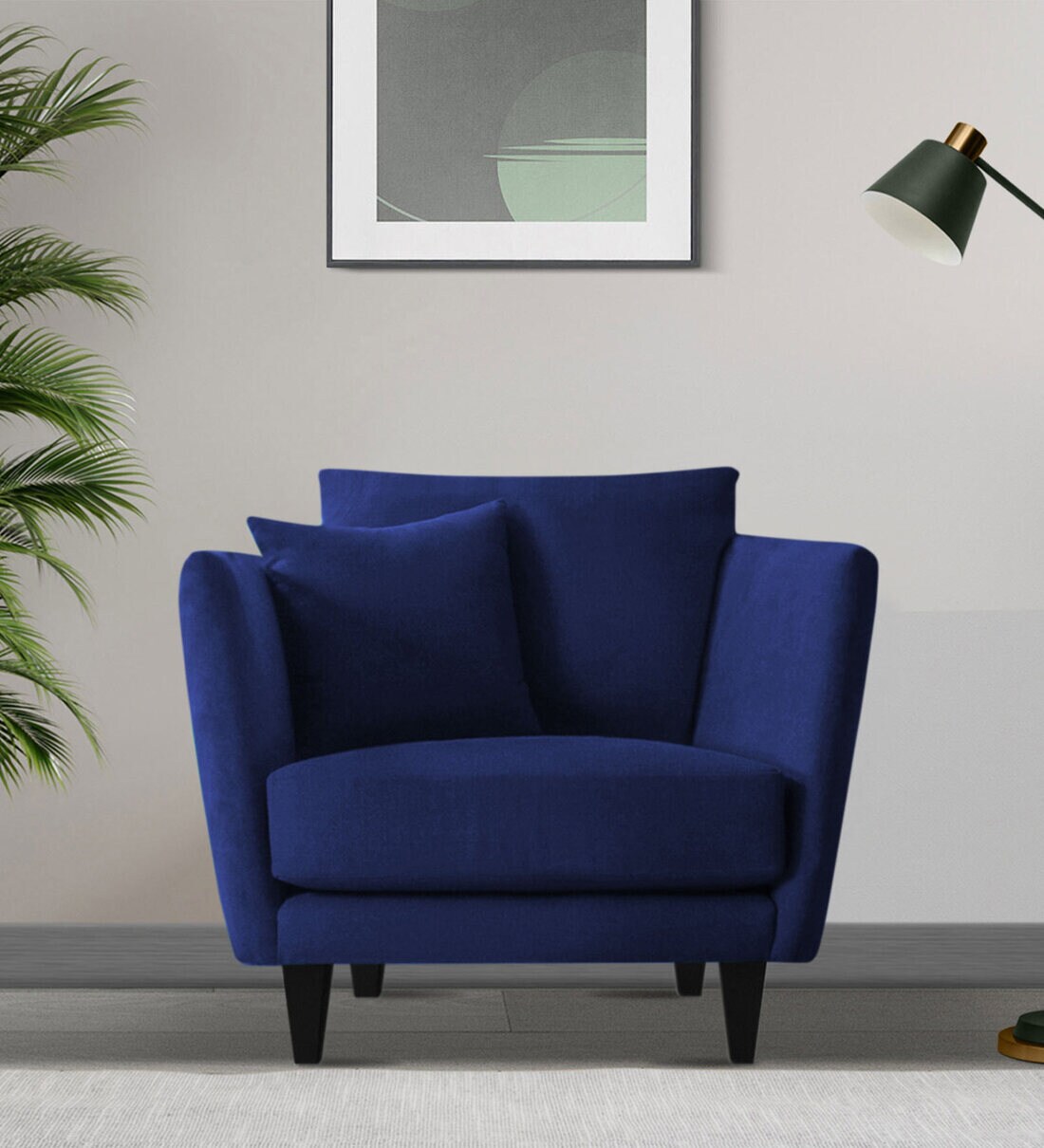 Buy Norway Velvet 1 Seater Sofa in Indigo Blue Colour by Febonic Online ...