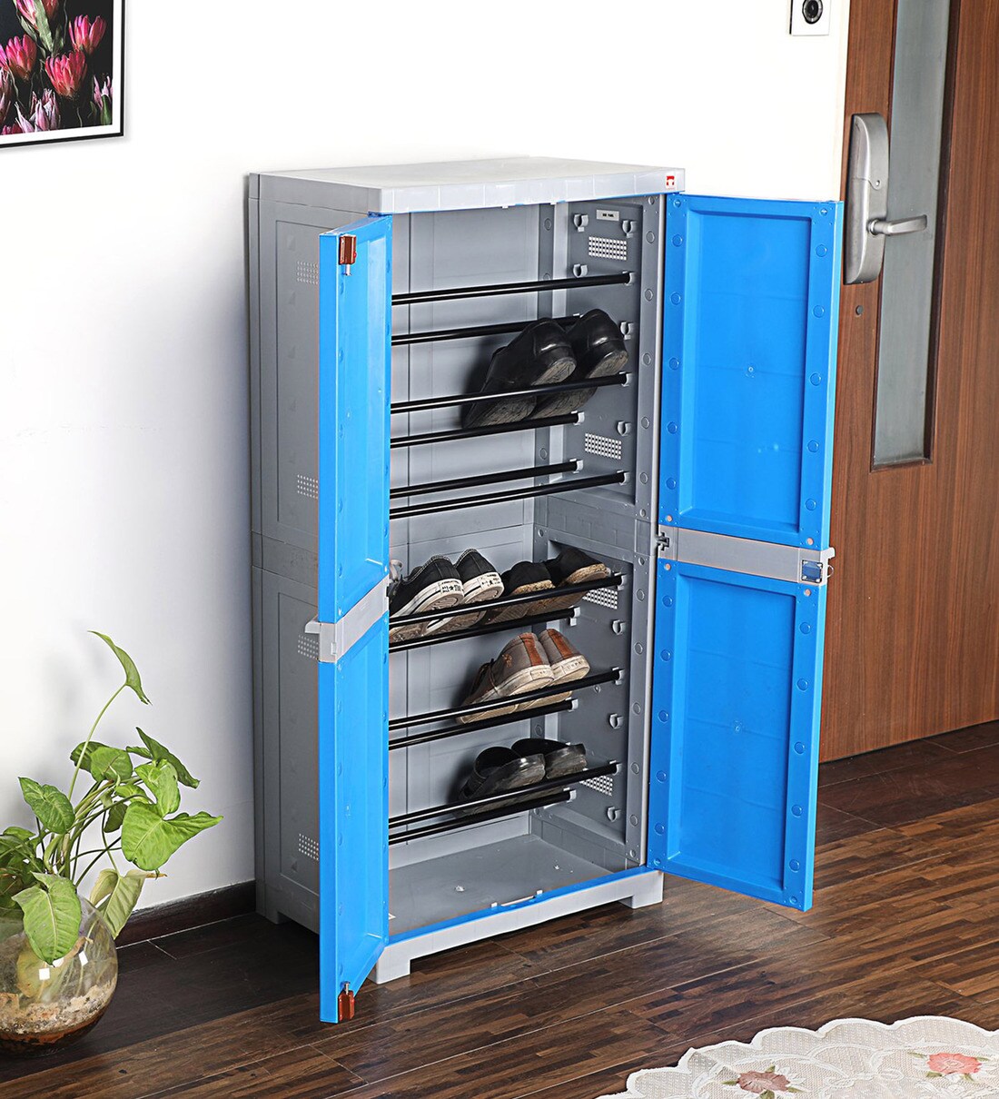Buy Novelty Shoe Rack in Blue & Grey Colour by Cello Online - Shoe ...