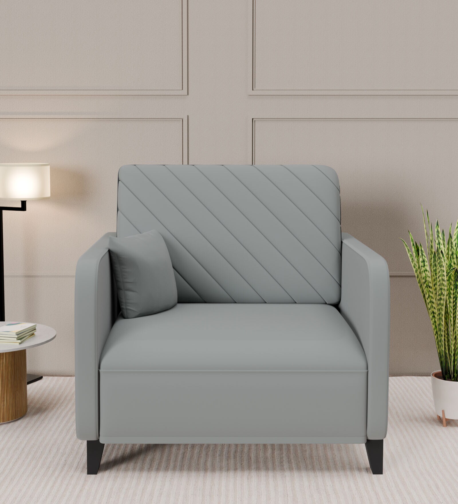 Buy Noble 1 seater sofa in Light Grey colour at 16% OFF by Adorn Homez ...