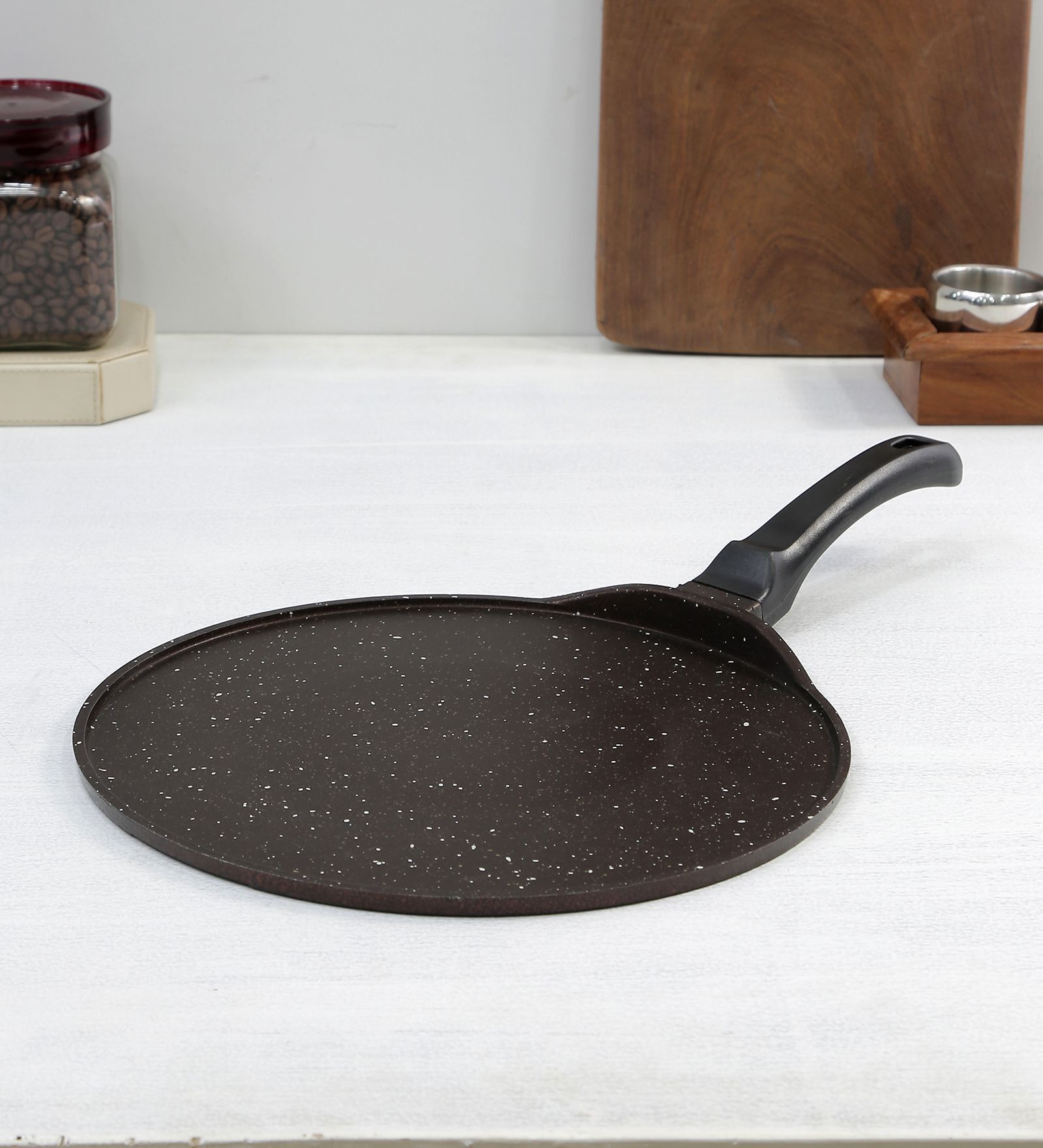 Buy Wine Aluminium Die Cast Non-Stick Flat Tawa With Handle at 43% OFF ...