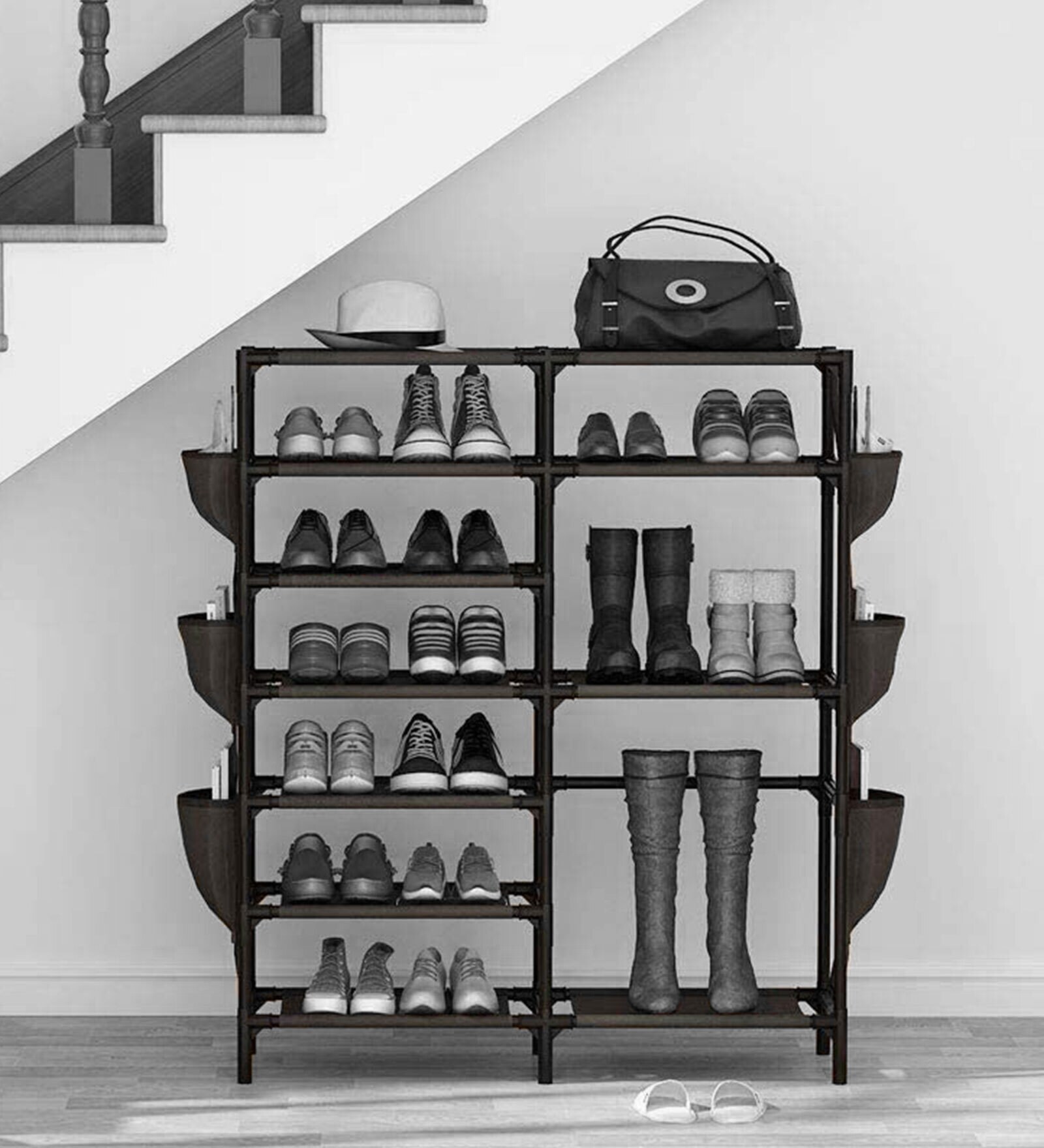 Buy Metal Open Shoe Rack in Black Finish by Aysis Online - Open Shoe ...