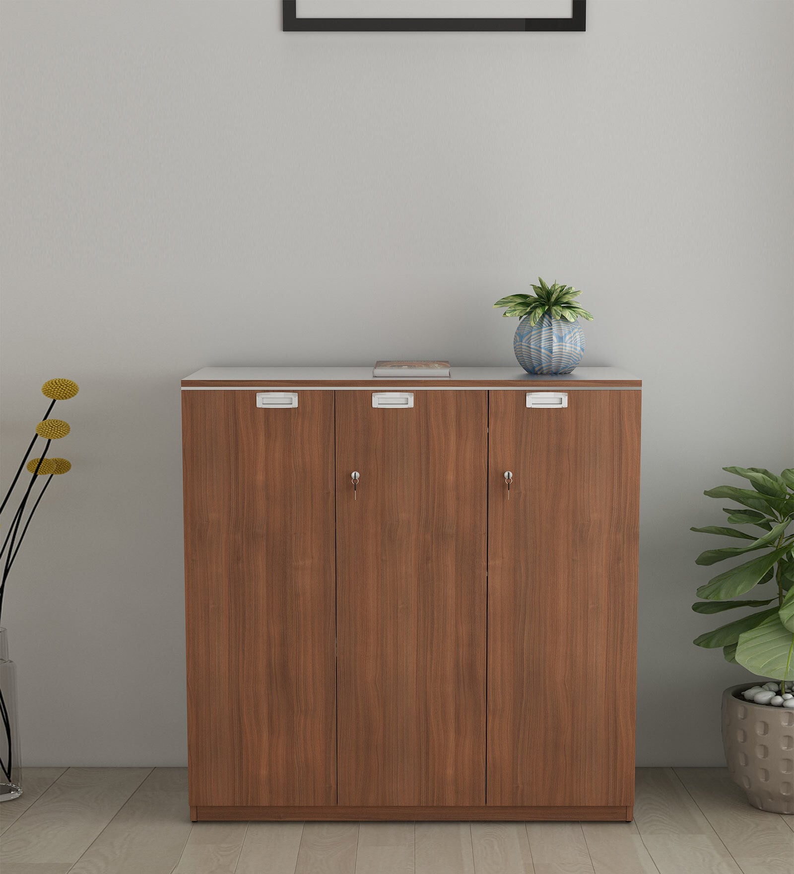 Buy Nova 3 Door File Cabinet In Walnut Finish With Lock at 12% OFF by ...