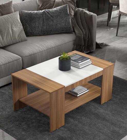 Buy Nova Coffee Table in Exotic Teak & Frosty White Colour Online ...